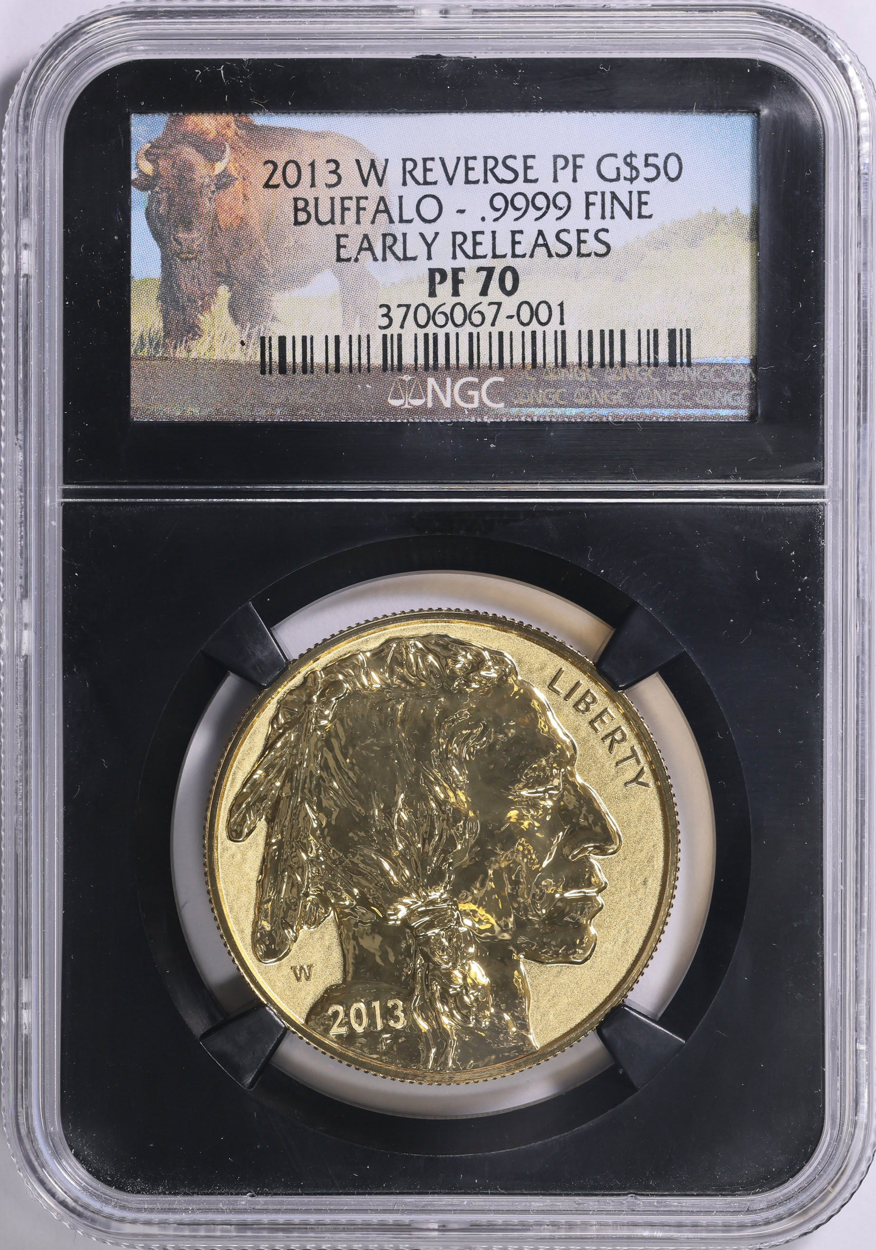 2013-W $50 One-Ounce Gold American Buffalo Reverse Proof Early Releases NGC Proof-70 (Buffalo ...
