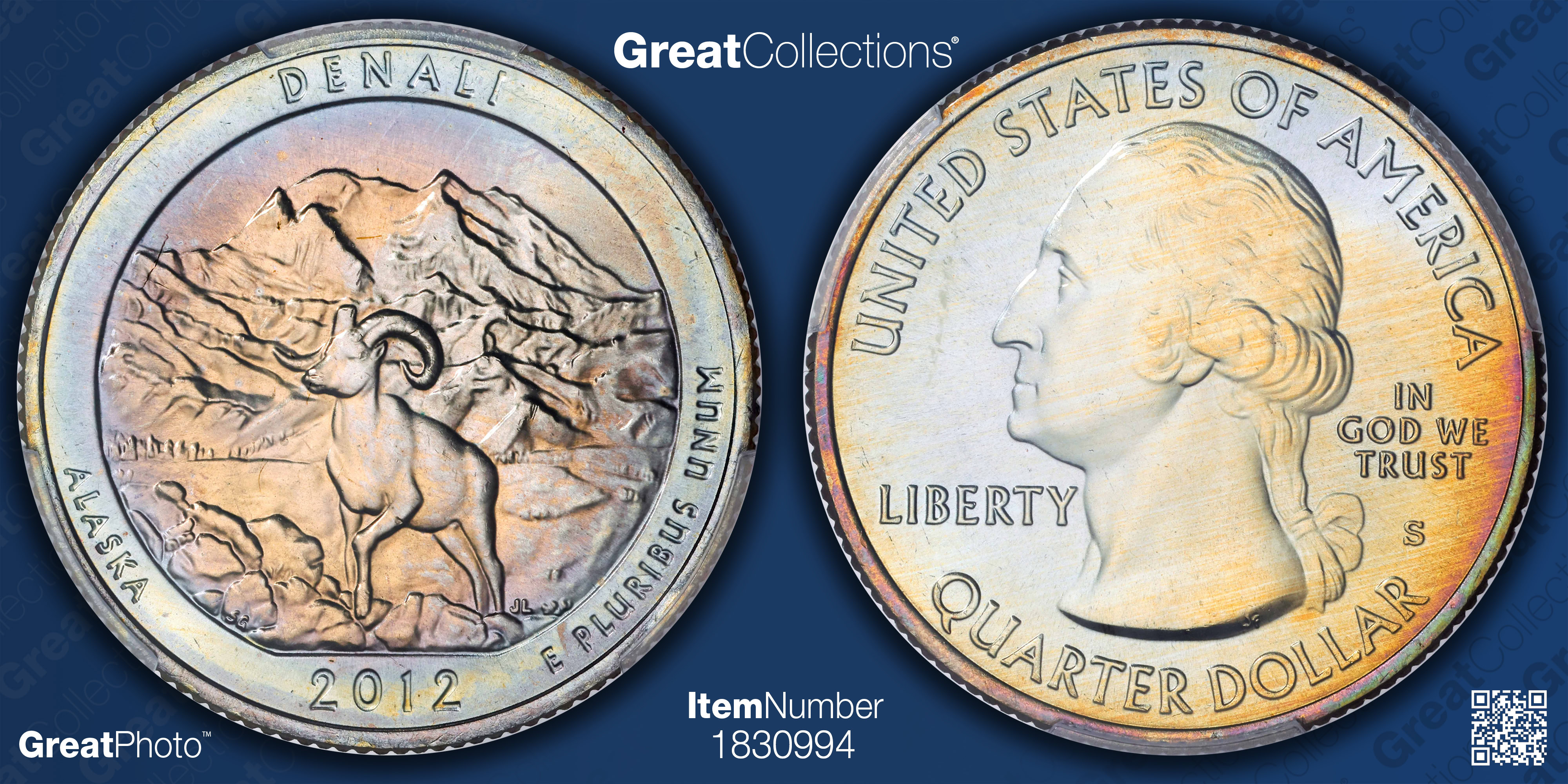 2012-S America the Beautiful Quarter Denali NP PCGS MS-68 (Toned) (Item ...