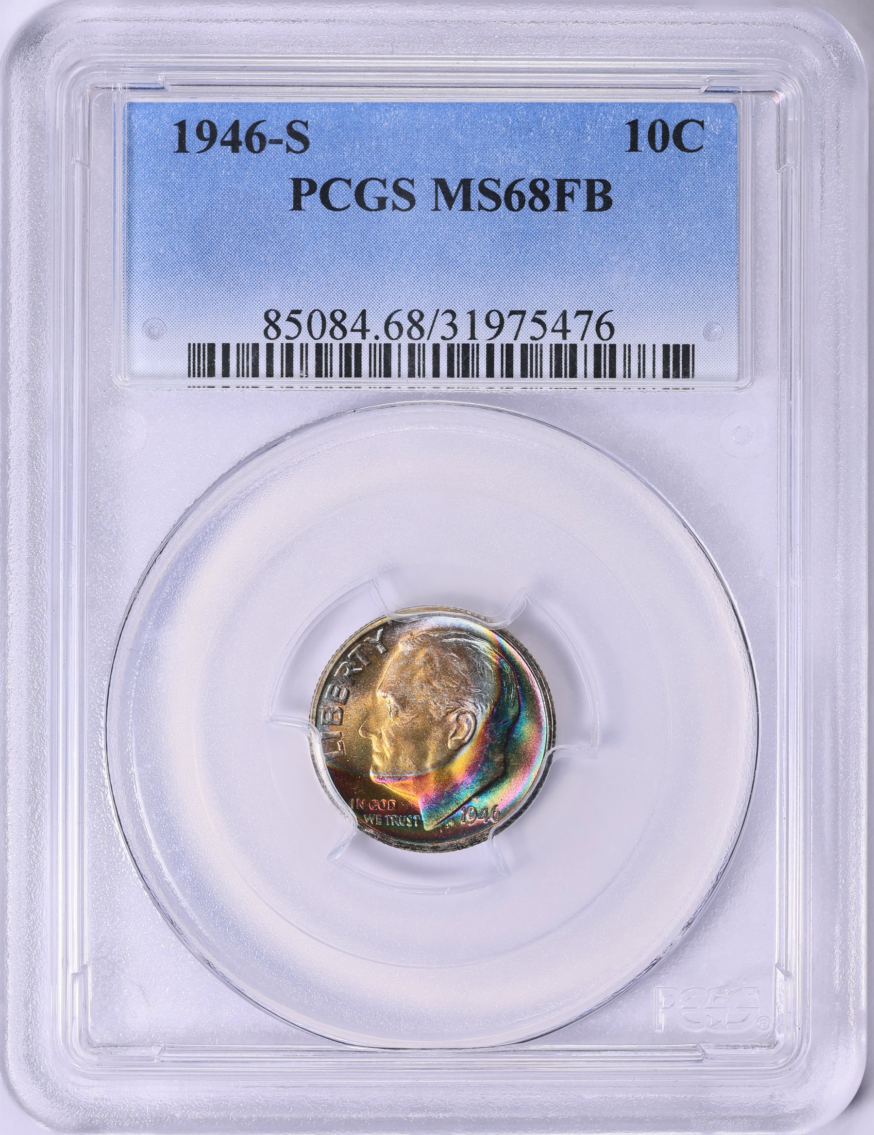1946-S Roosevelt Dime PCGS MS-68 FB (Toned) (Item 1830998) | GreatCollections Coin Auctions