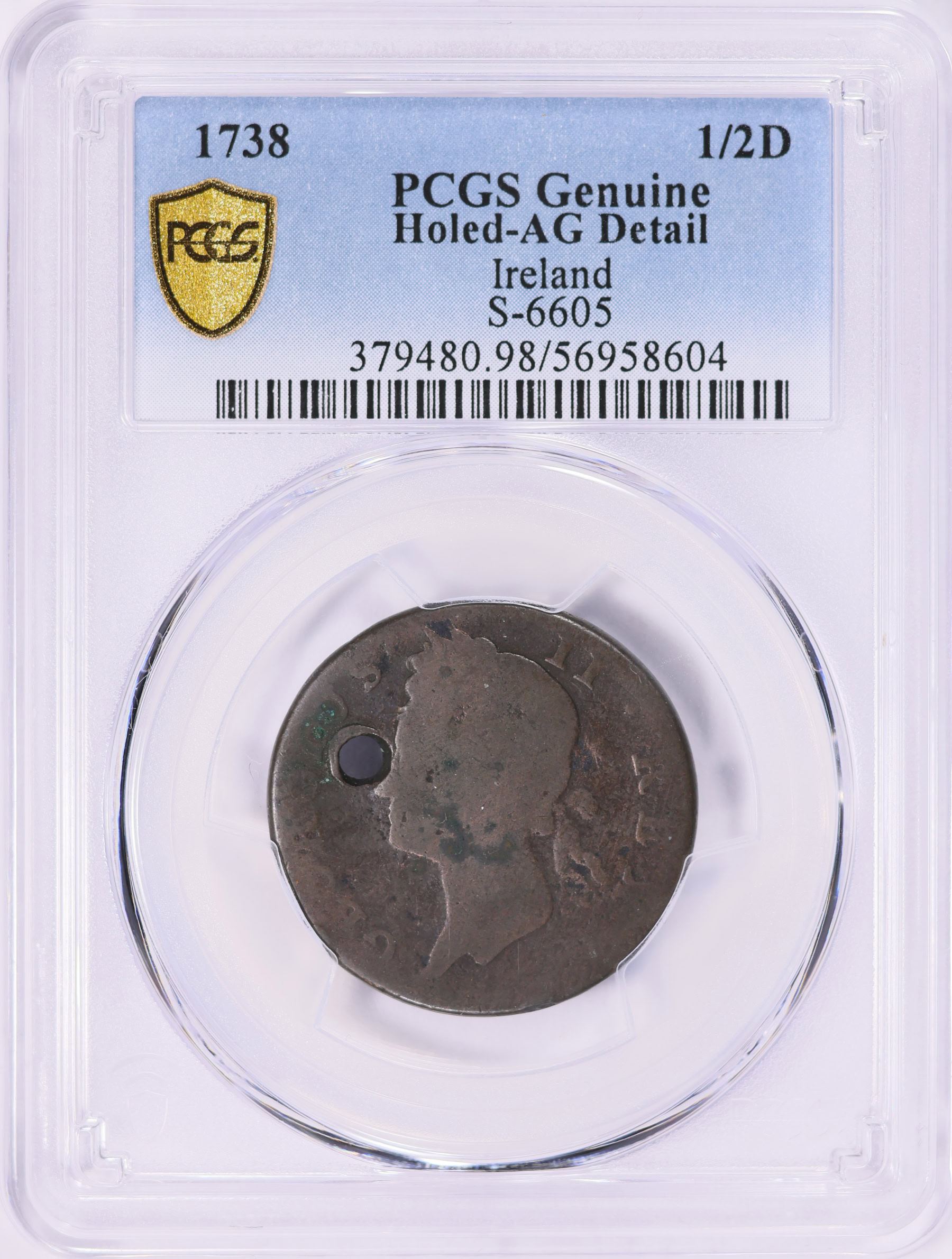 Ireland 1738 1/2 Penny KM-125 PCGS Genuine AG Details (Item 1831011 ...