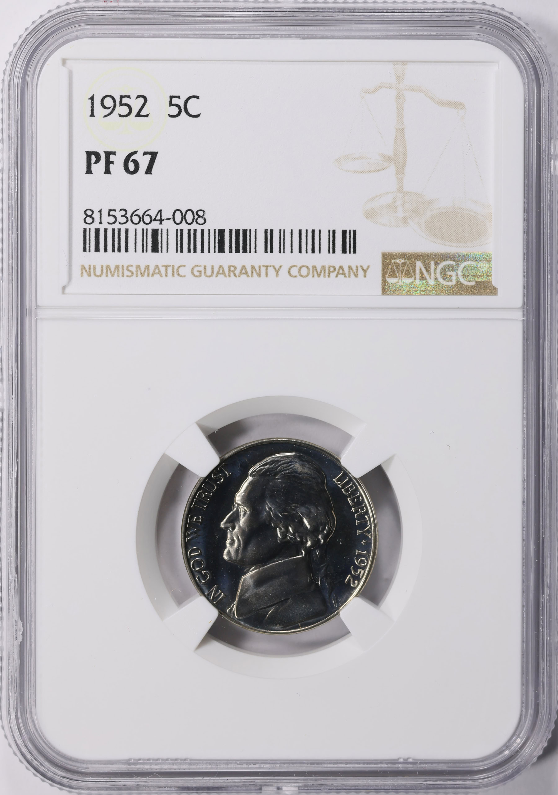 1952 Jefferson Nickel NGC Proof-67 (Item 1831073) | GreatCollections ...