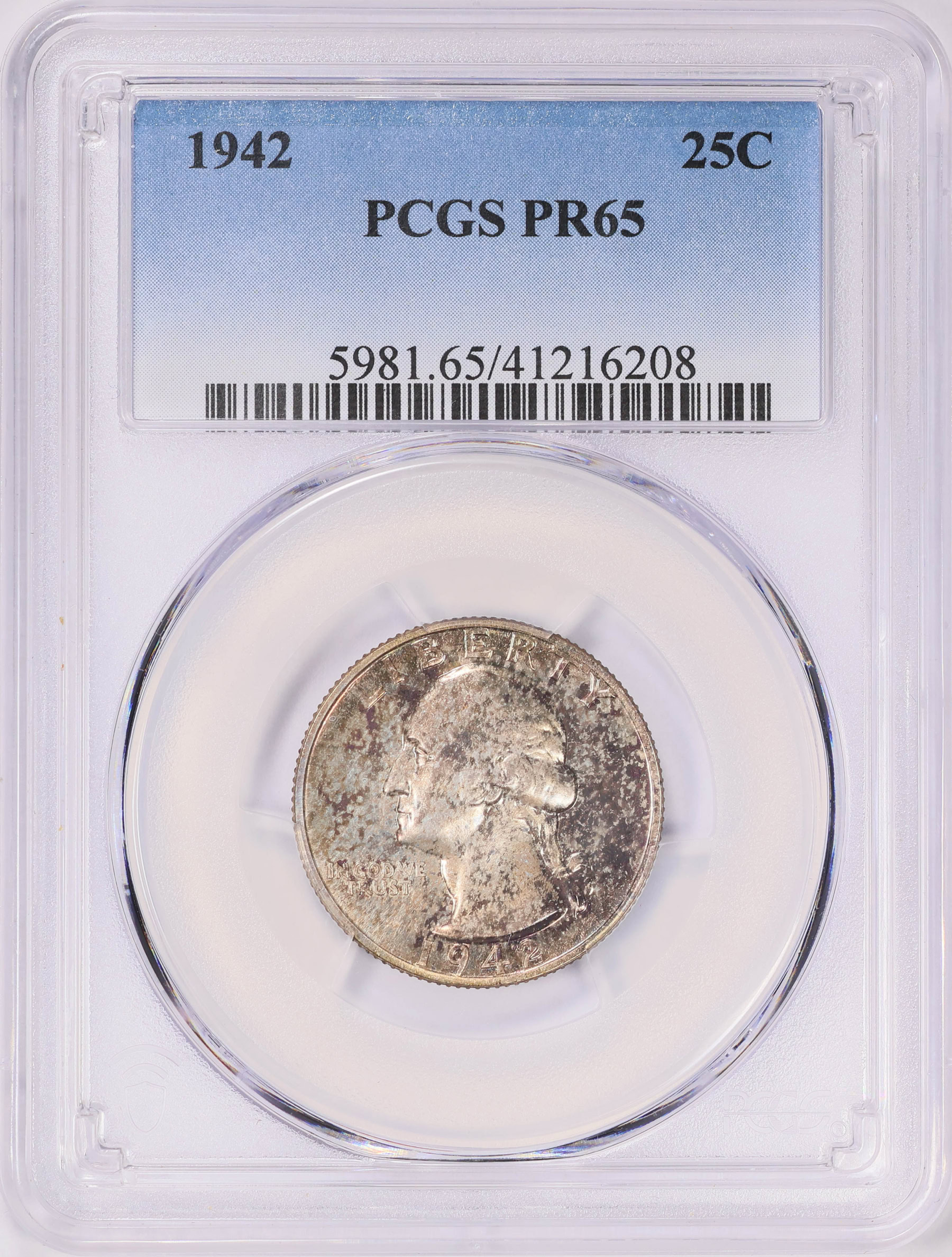 1942 Washington Quarter PCGS Proof-65 (Toned) (Item 1831077) | GreatCollections Coin Auctions
