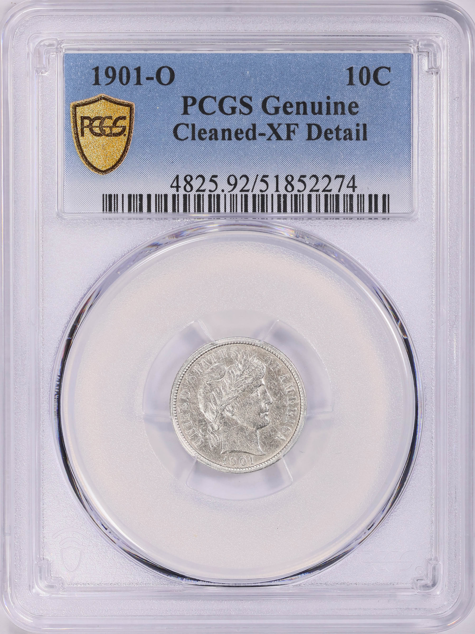 1901-O Barber Dime PCGS Genuine XF Details (Item 1831114) | GreatCollections Coin Auctions