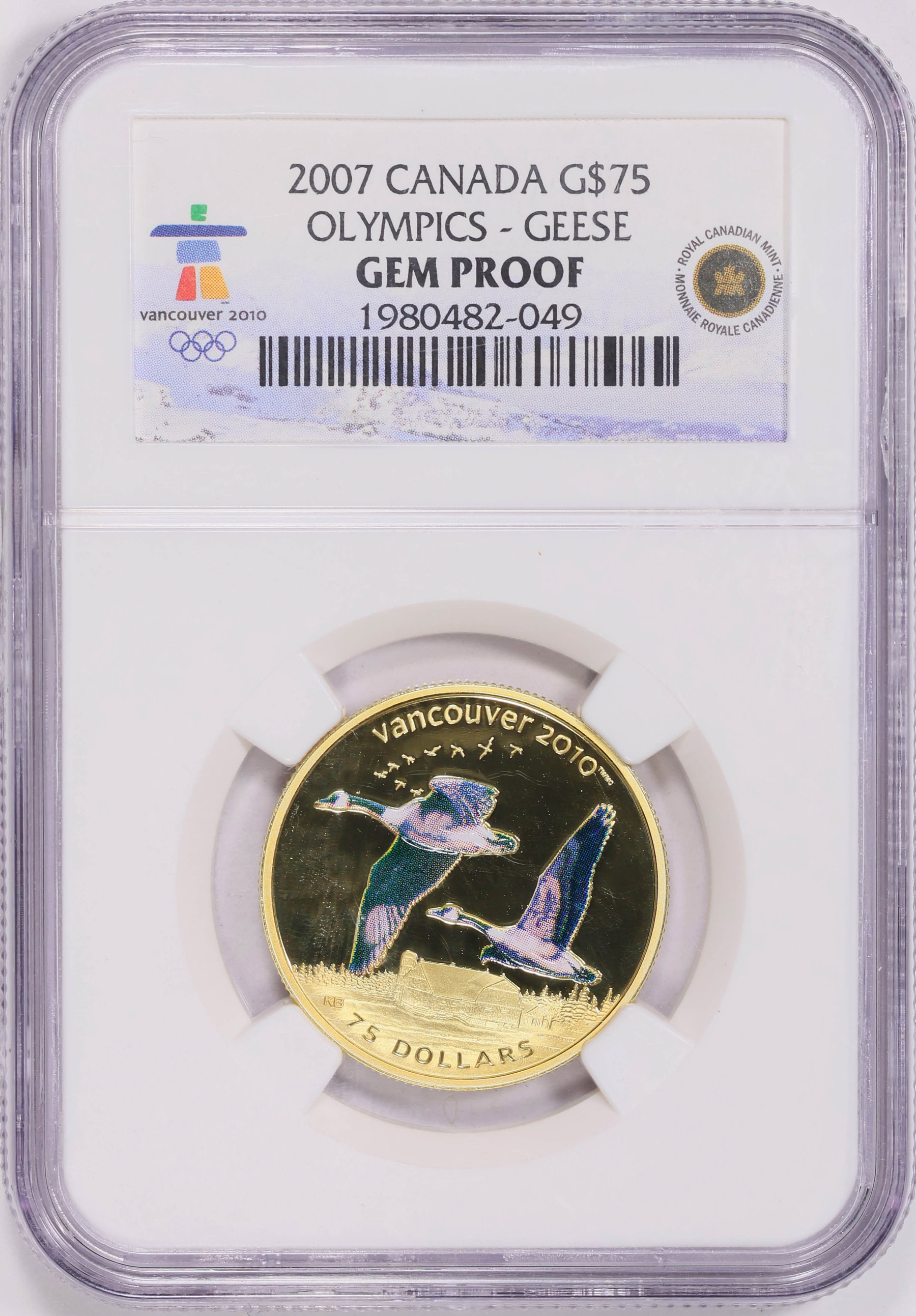 Canada 2007 Colorized Gold $75 Olympics Geese KM-748 NGC Gem Proof (AGW ...