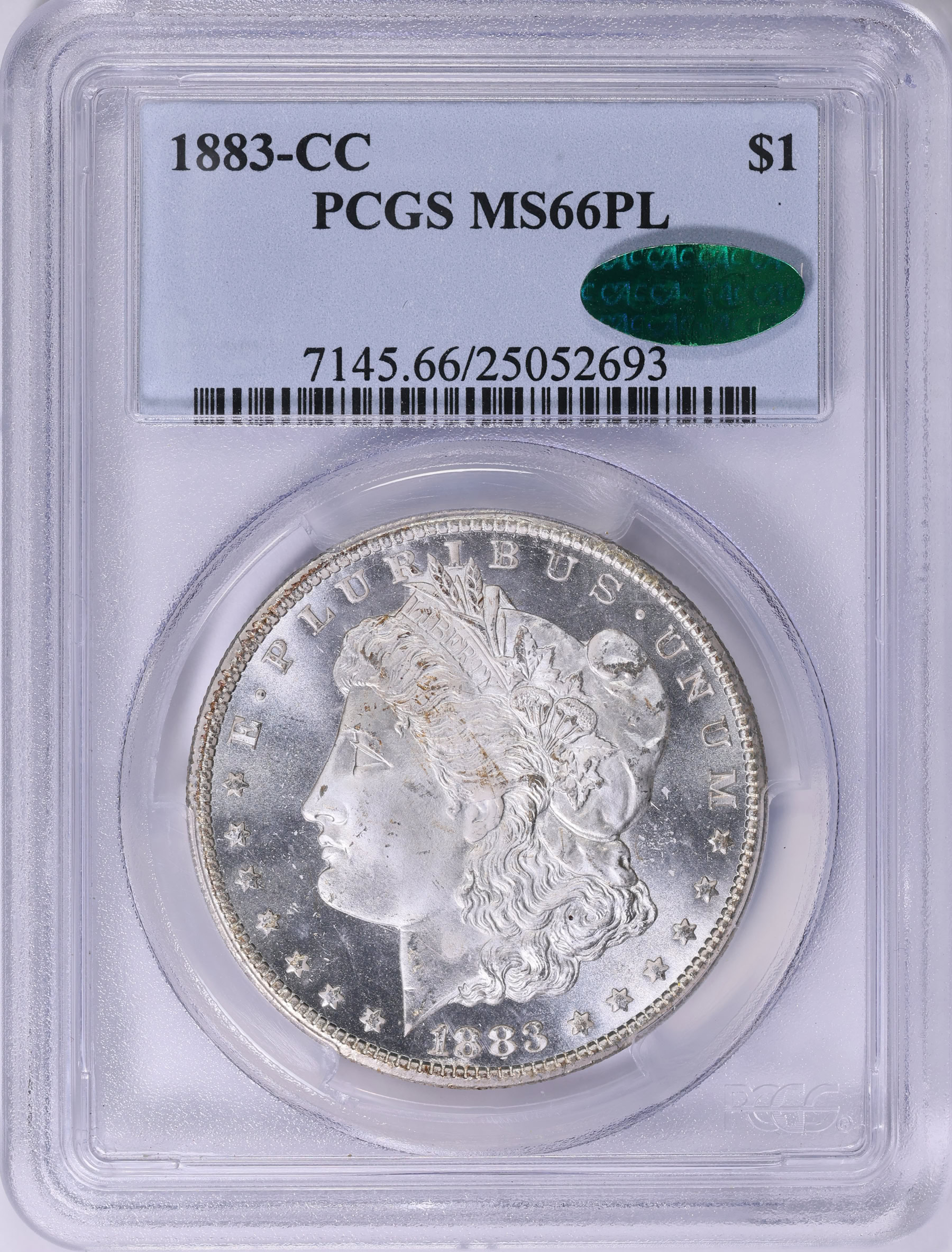 1883-CC Morgan Silver Dollar PCGS MS-66 PL (CAC Green) (Item 1831219) | GreatCollections Coin ...