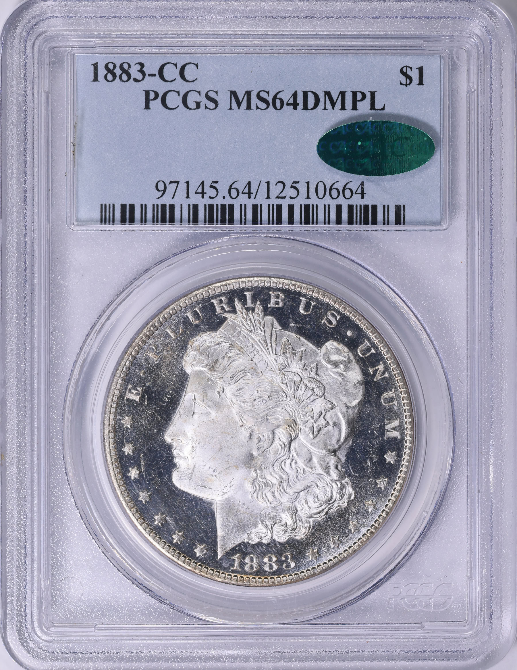 1883-CC Morgan Silver Dollar PCGS MS-64 DMPL (CAC Green) (Item 1831220) | GreatCollections Coin ...