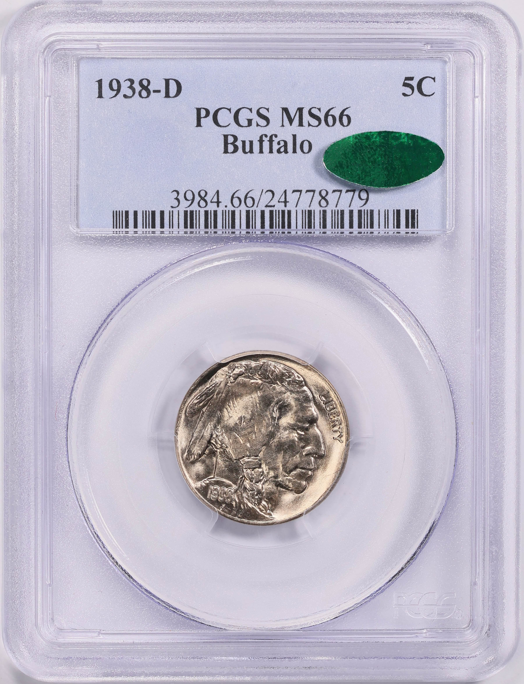 1938-D Buffalo Nickel PCGS MS-66 (CAC Green) (Item 1831232) | GreatCollections Coin Auctions
