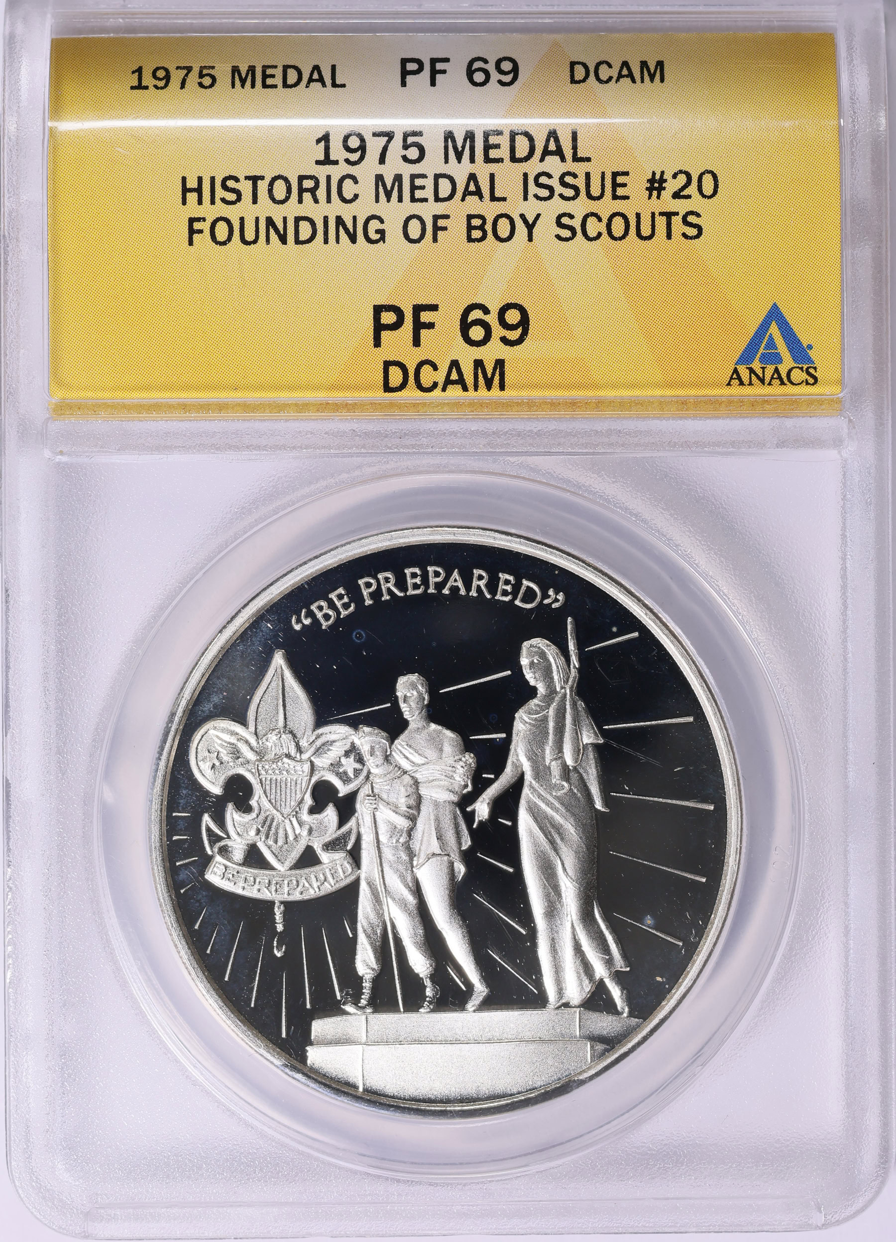 1975 Silver 30gms Founding of the Boy Scouts Private Mint Medal ANACS ...