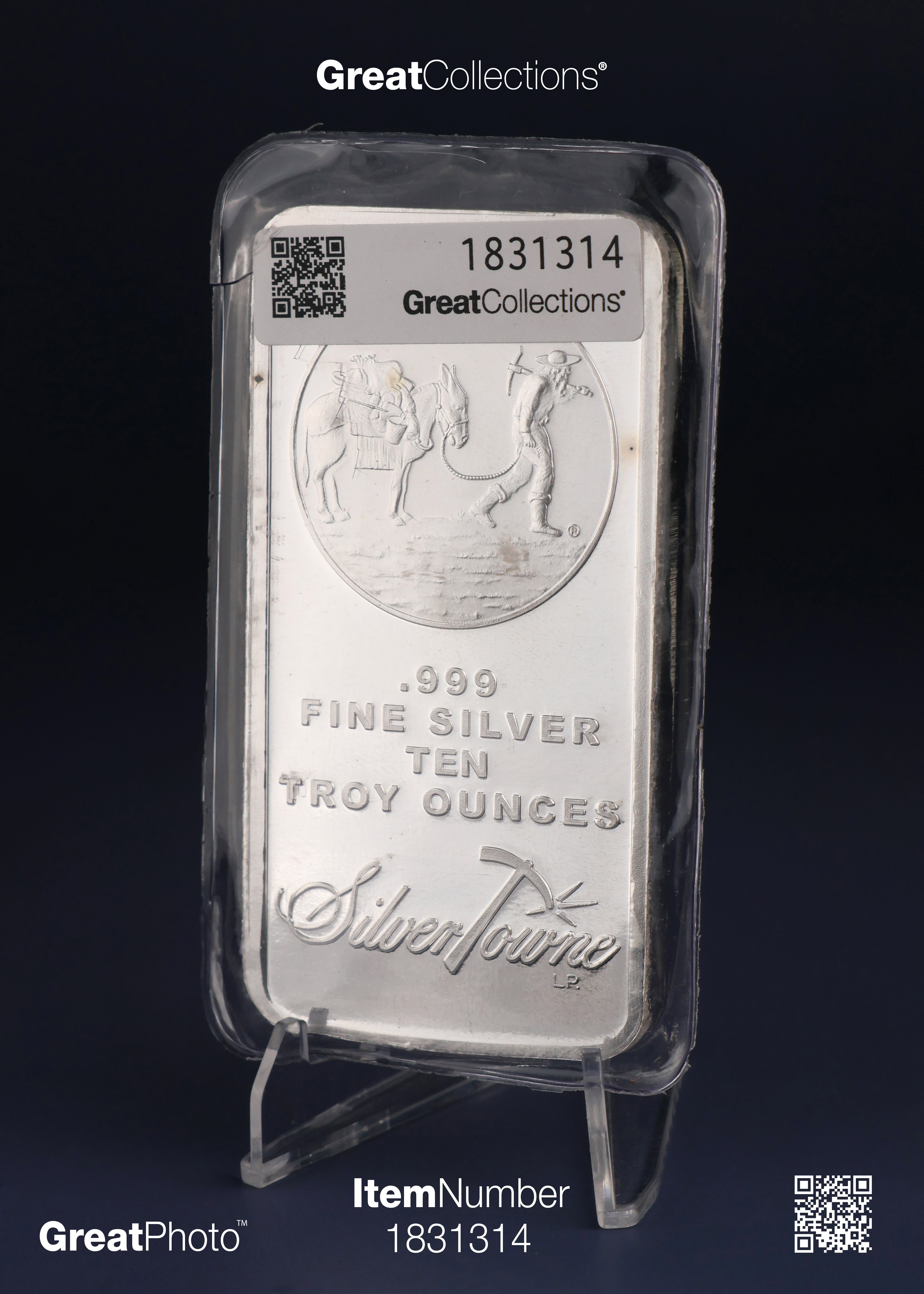 ND Silver 10oz Silver Towne Ingot/Bar Uncertified (ASW = 9.99 oz ...