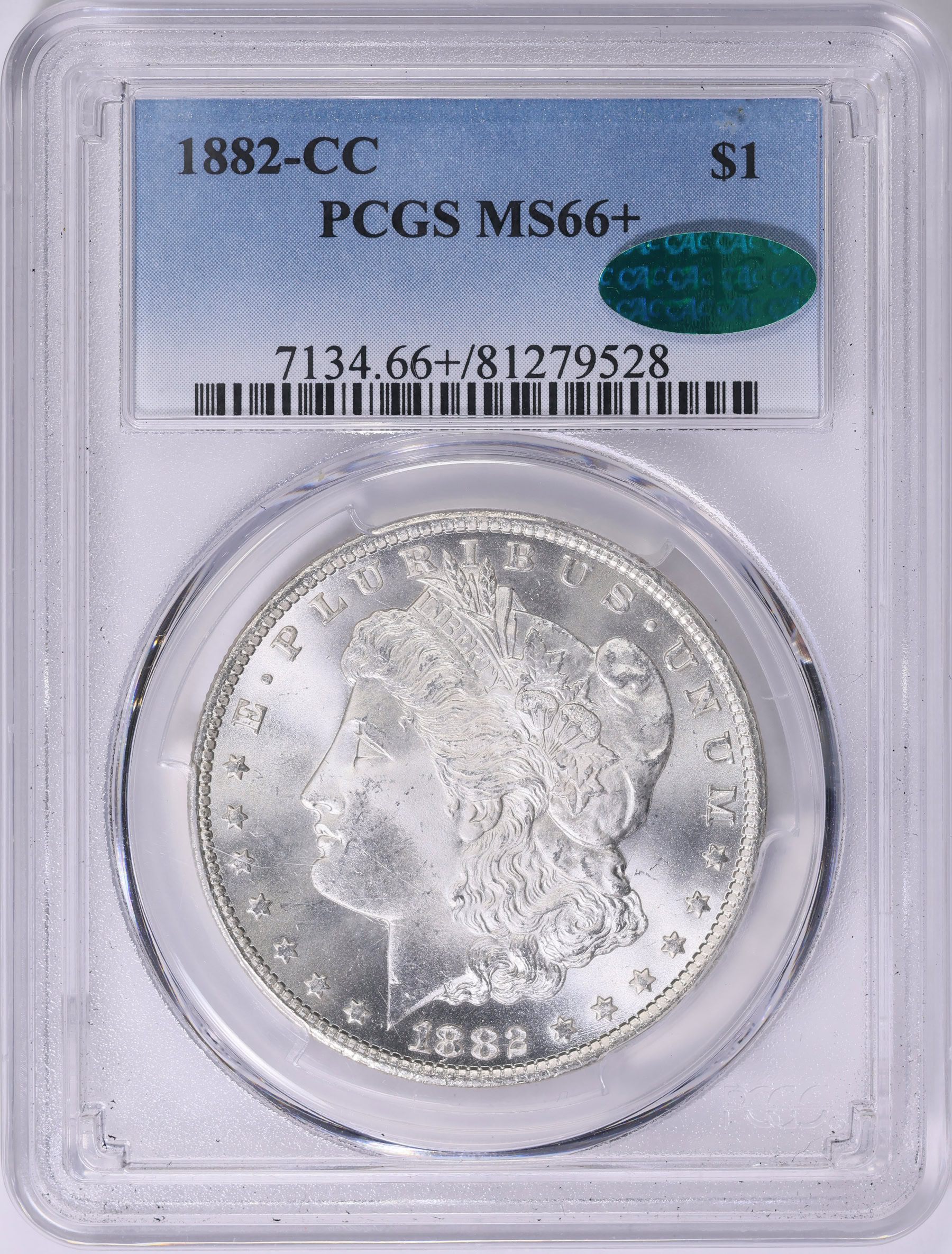1882-CC Morgan Silver Dollar PCGS MS-66+ (CAC Green) (Item 1831364) | GreatCollections Coin Auctions