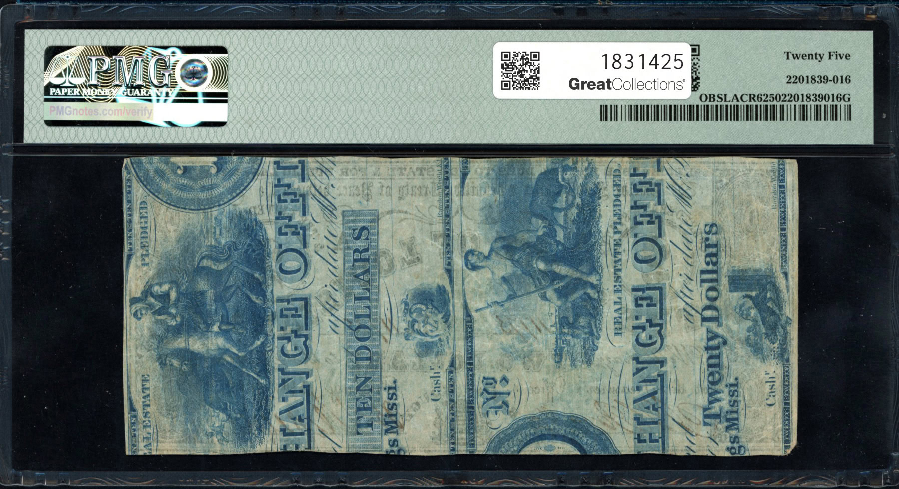 1862 Baton Rouge, Louisiana State of Louisiana $2 Note PMG Very Fine 25 ...