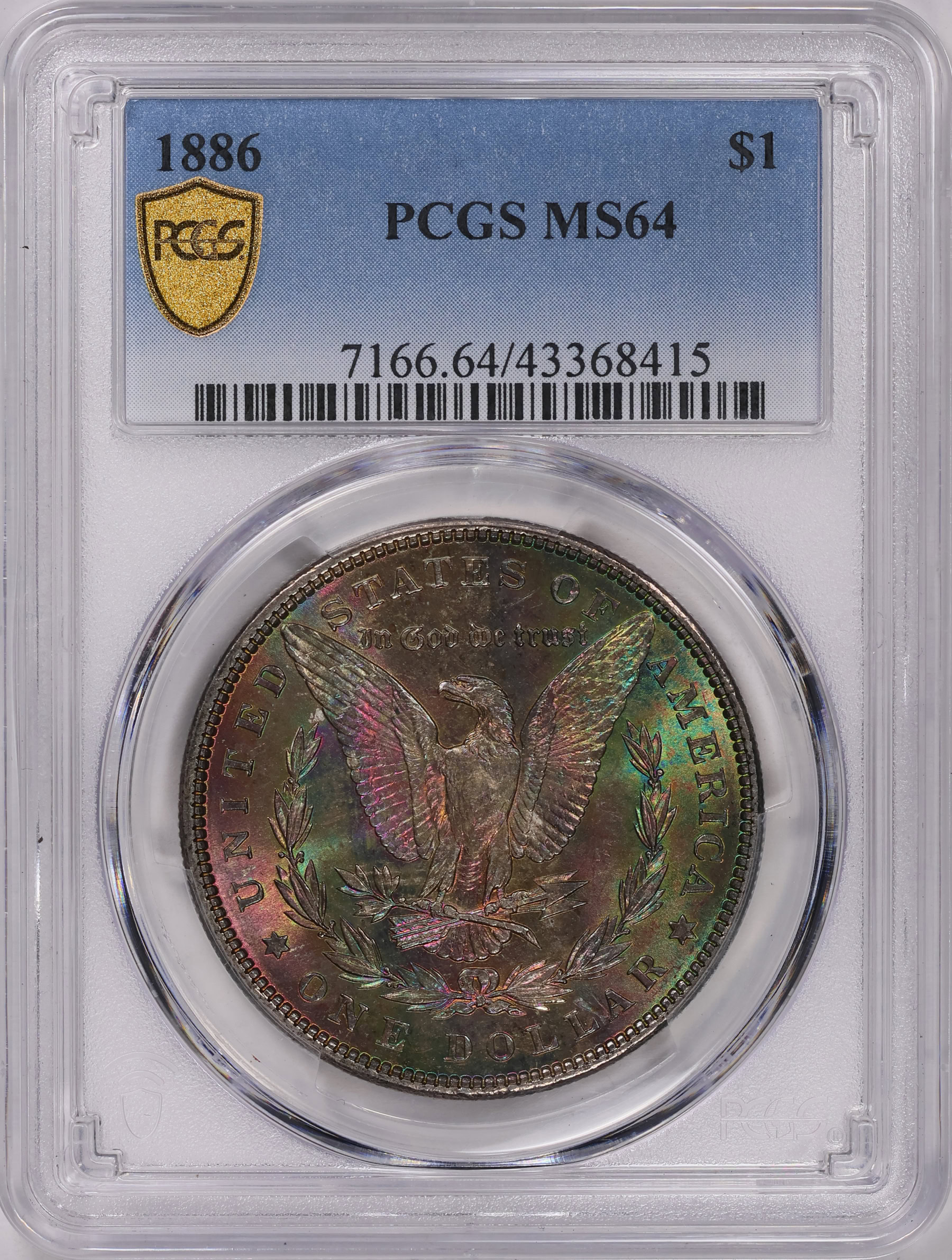 1886 Morgan Silver Dollar PCGS MS-64 (Toned) (Item 1831448) | GreatCollections Coin Auctions