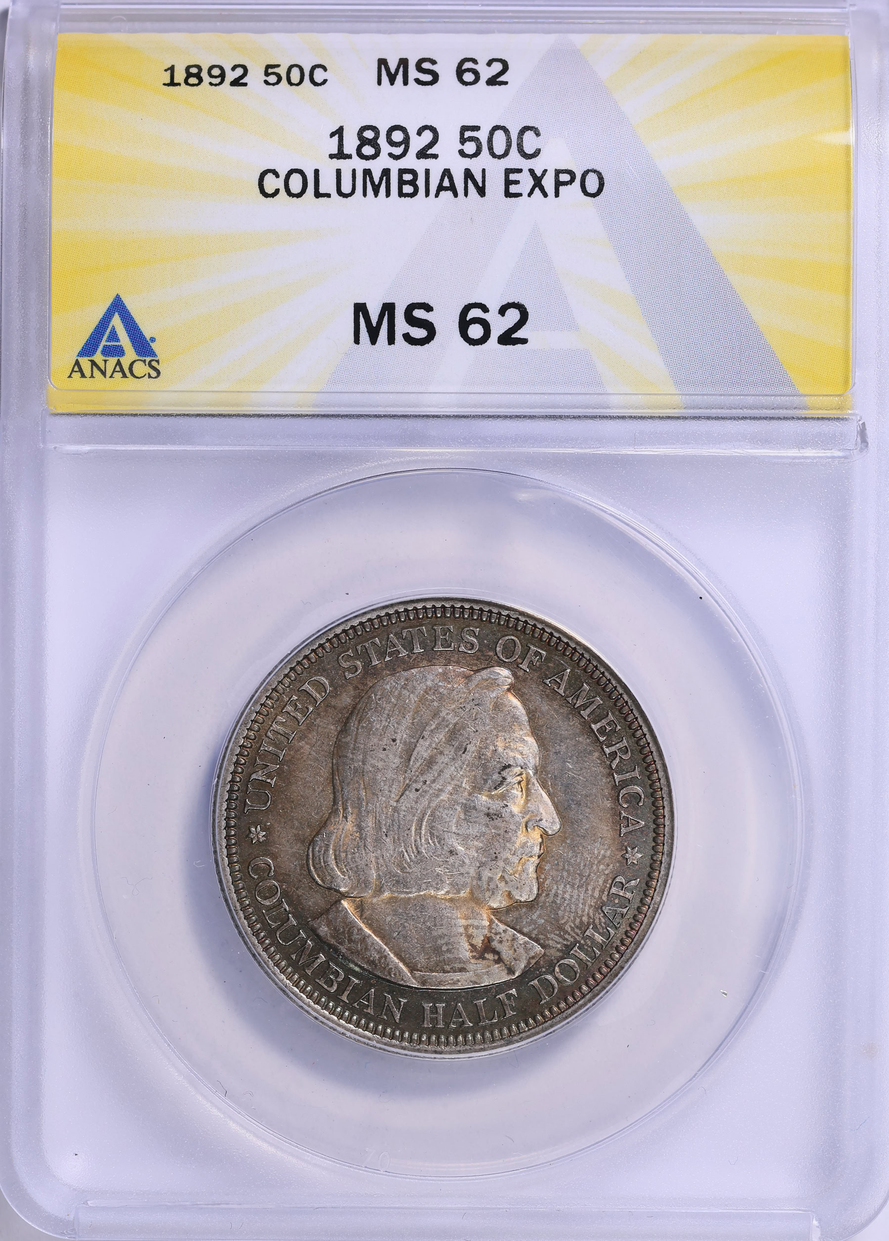 1892 World Columbian Exposition Half Dollar ANACS MS-62 (Toned) (Item ...