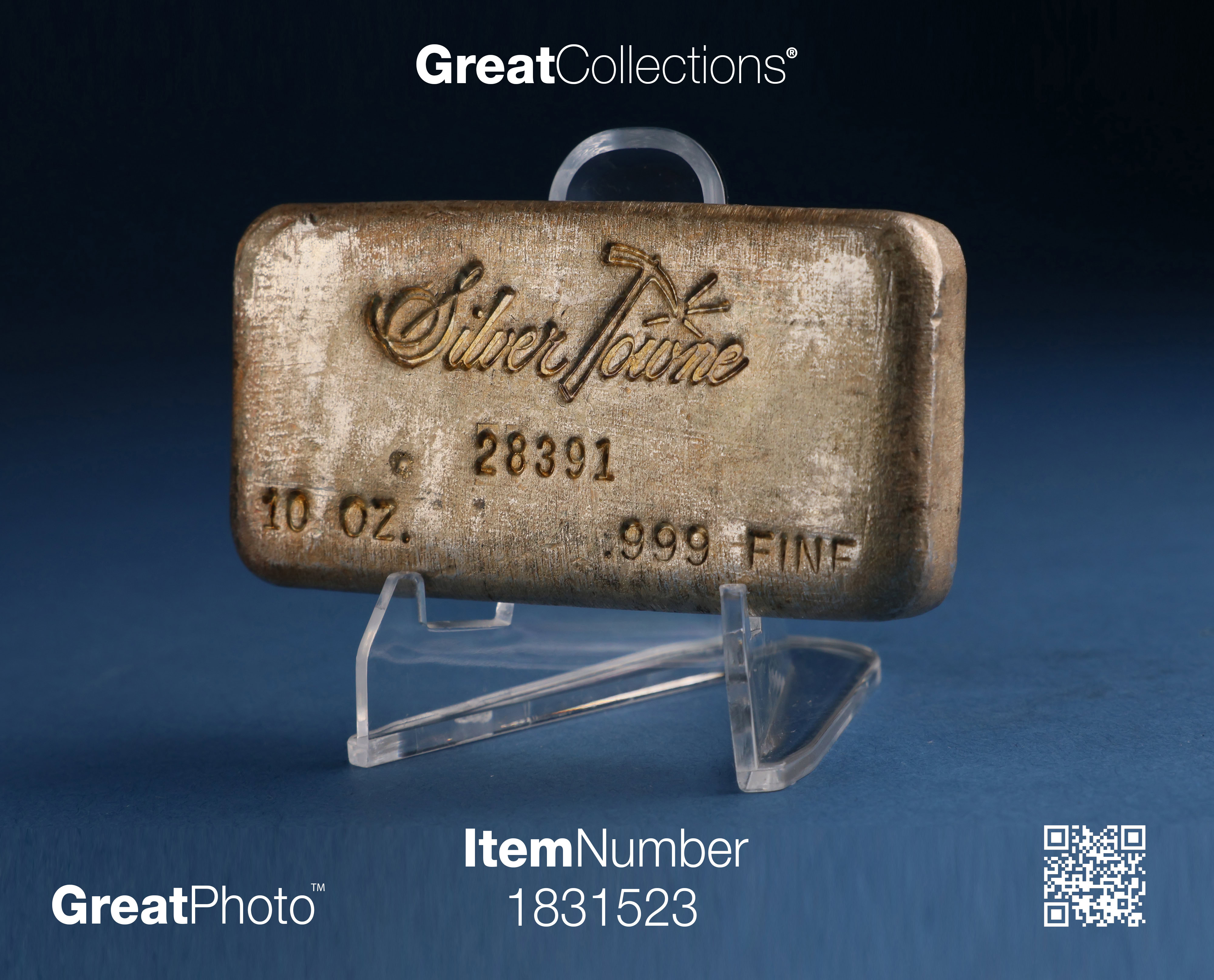 ND Silver 10oz Silver Towne Ingot/Bar Uncertified (ASW = 9.99 oz ...