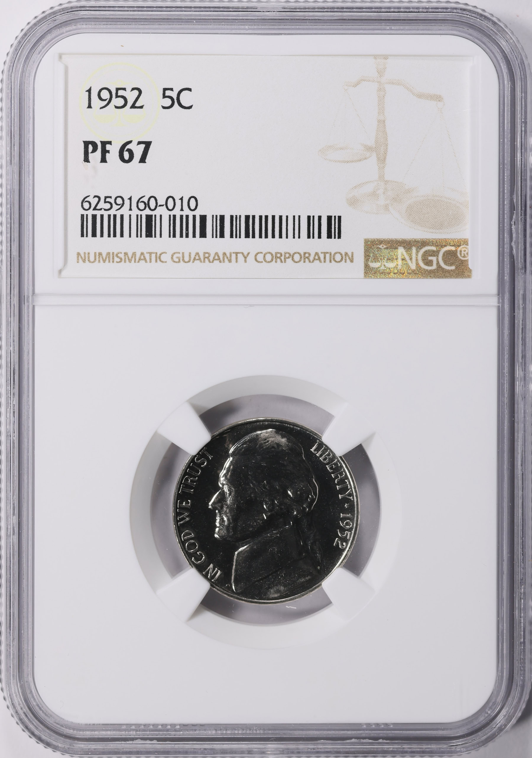 1952 Jefferson Nickel NGC Proof-67 (Item 1831540) | GreatCollections ...