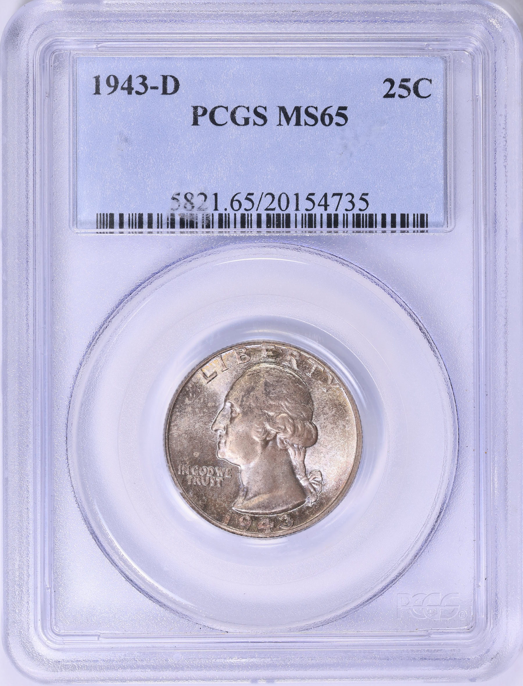 1943-D Washington Quarter PCGS MS-65 (Item 1831555) | GreatCollections Coin Auctions