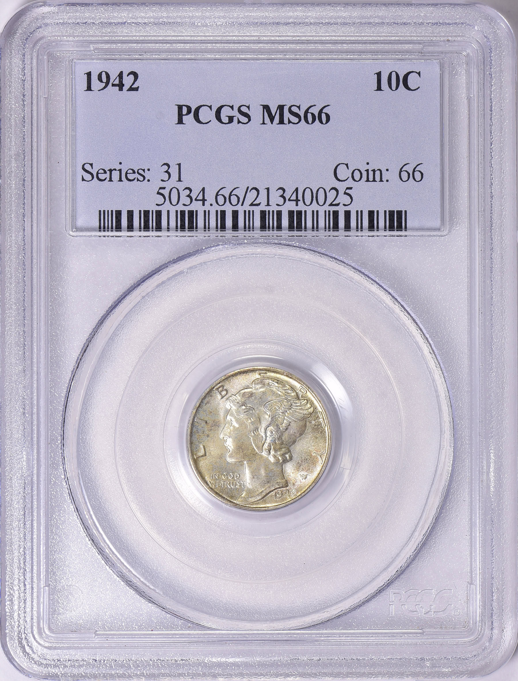 1942 Mercury Dime PCGS MS-66 (Item 1831568) | GreatCollections Coin Auctions