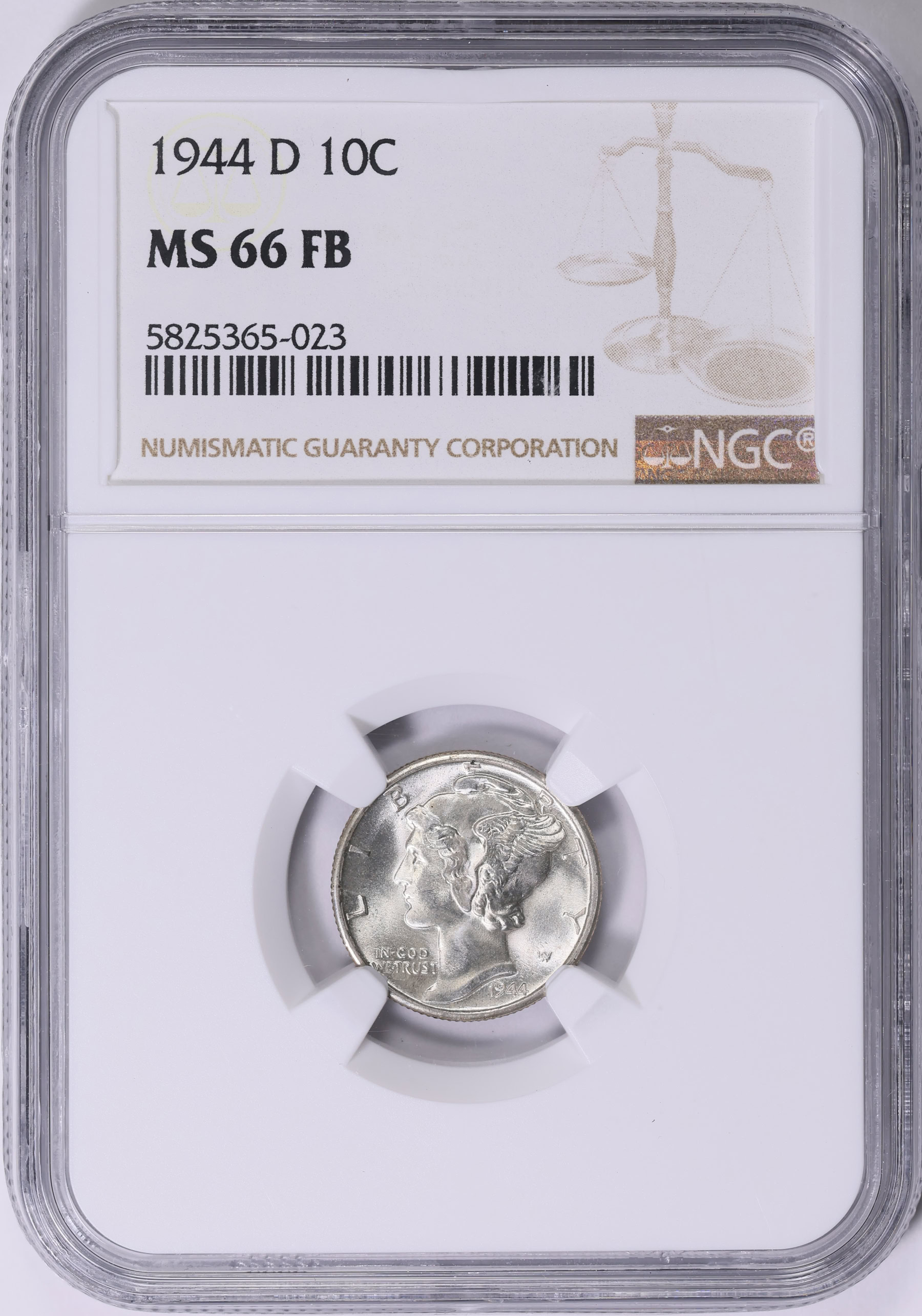 1944-D Mercury Dime NGC MS-66 FB (Item 1831588) | GreatCollections Coin Auctions