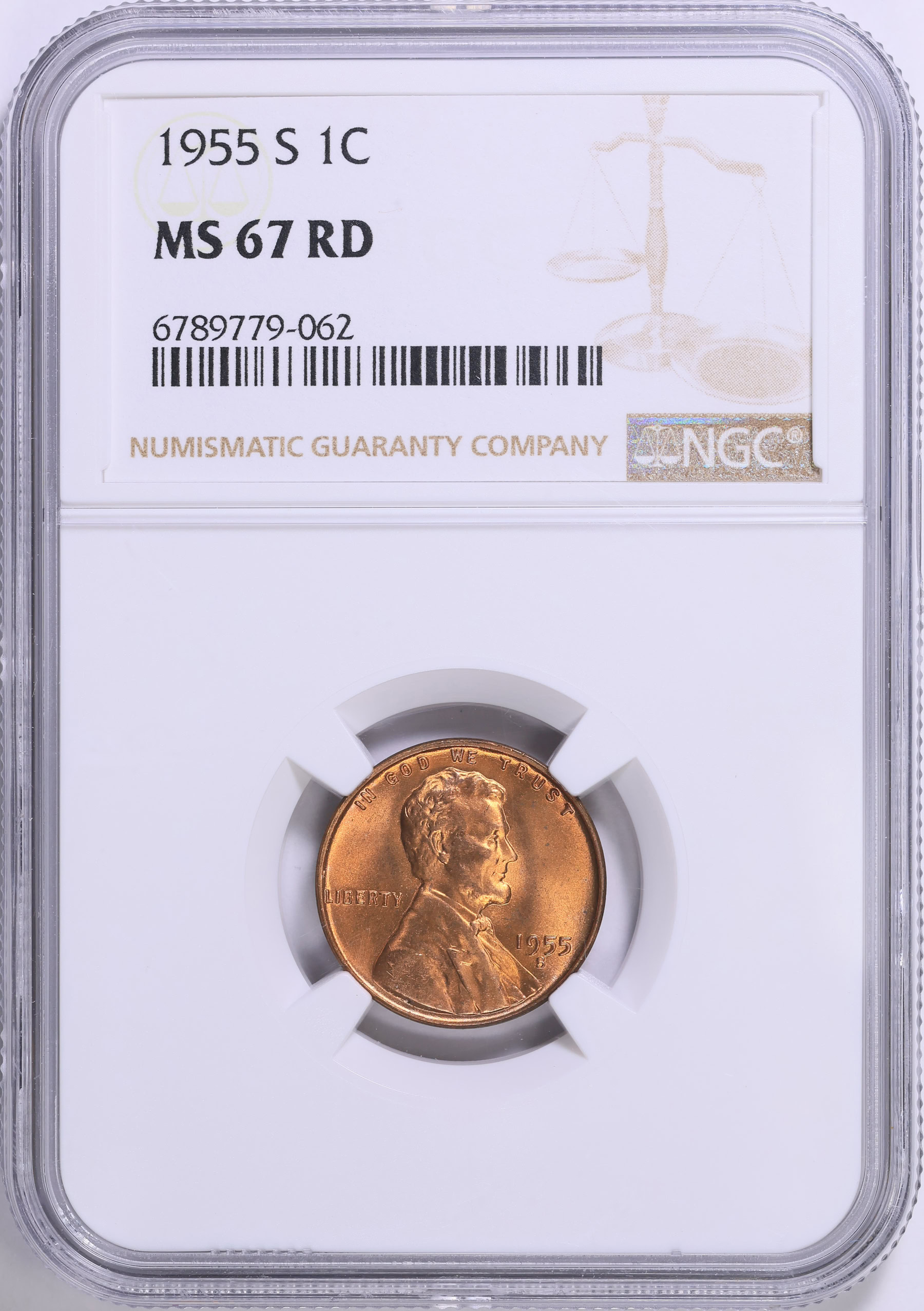 1955-S Lincoln Cent NGC MS-67 RD (Item 1831601) | GreatCollections Coin Auctions