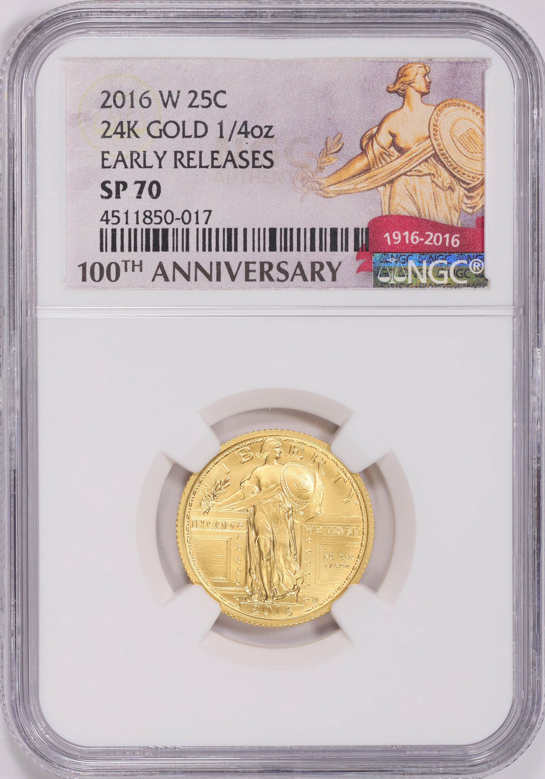 2016-W Standing Liberty Quarter 100th Anniversary Gold First Releases ...