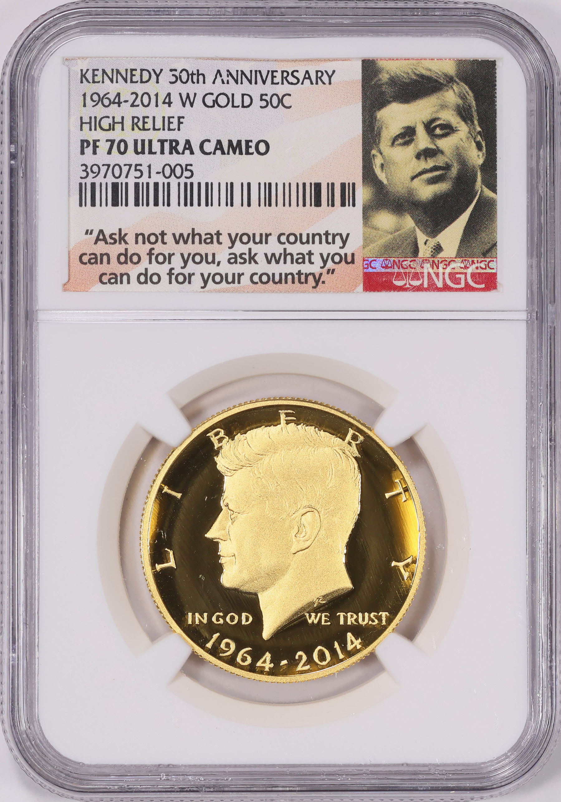 2014-W John F. Kennedy Gold Half Dollar 50th Anniversary NGC Proof-70 ...