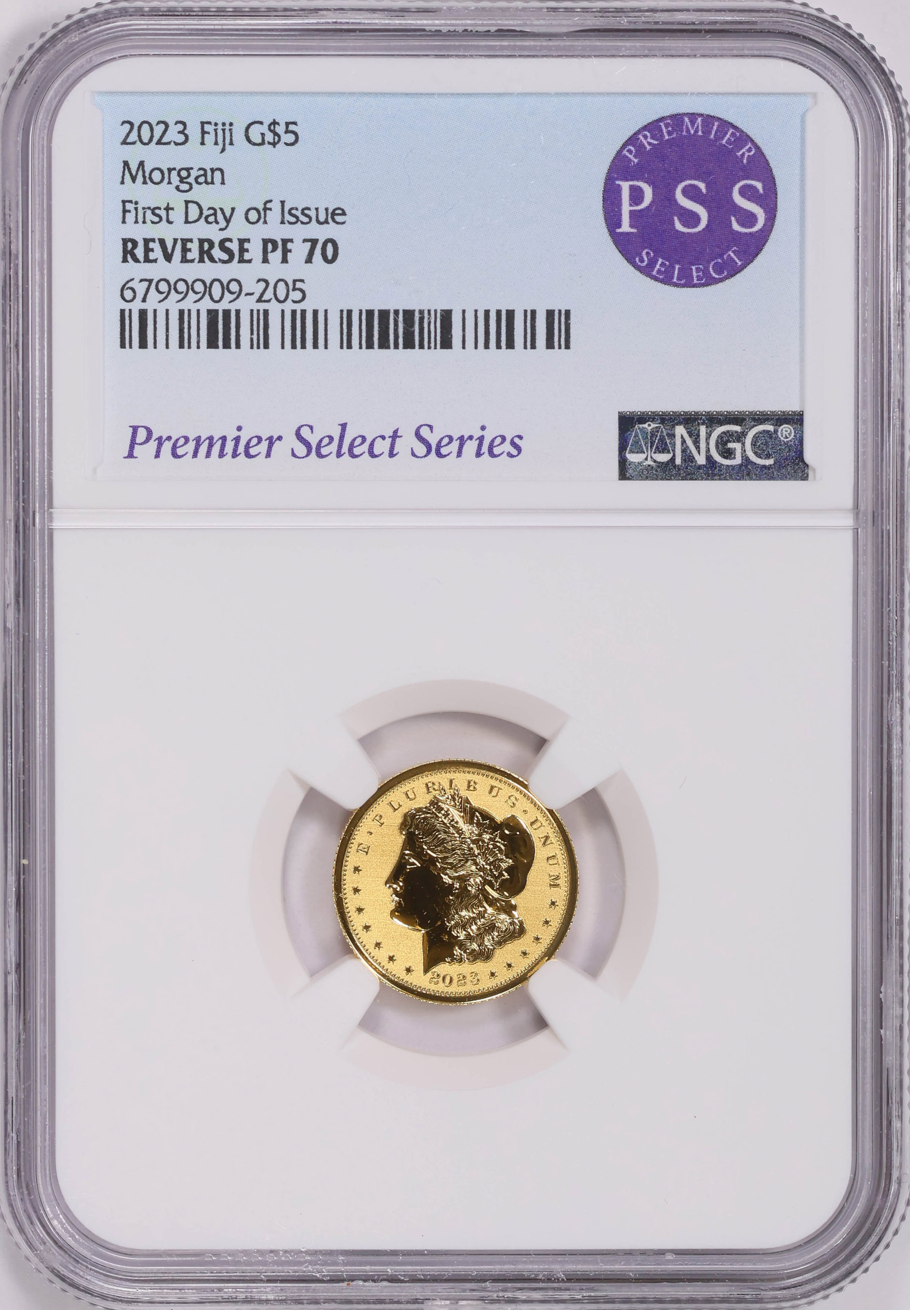 Fiji 2023 Gold $5 Morgan Reverse Proof First Day of Issue NGC Proof-70 ...
