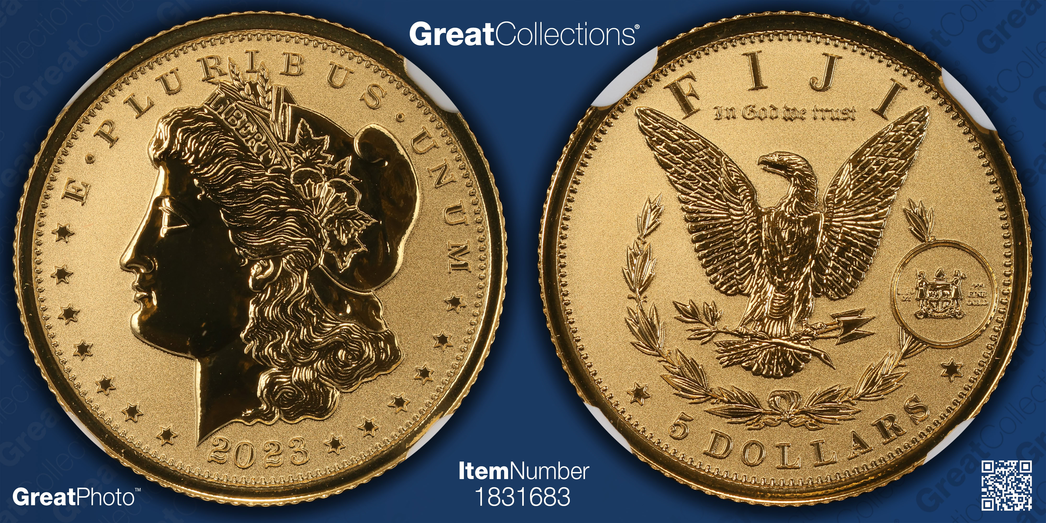 Fiji 2023 Gold $5 Morgan Reverse Proof First Day of Issue NGC Proof-70 ...