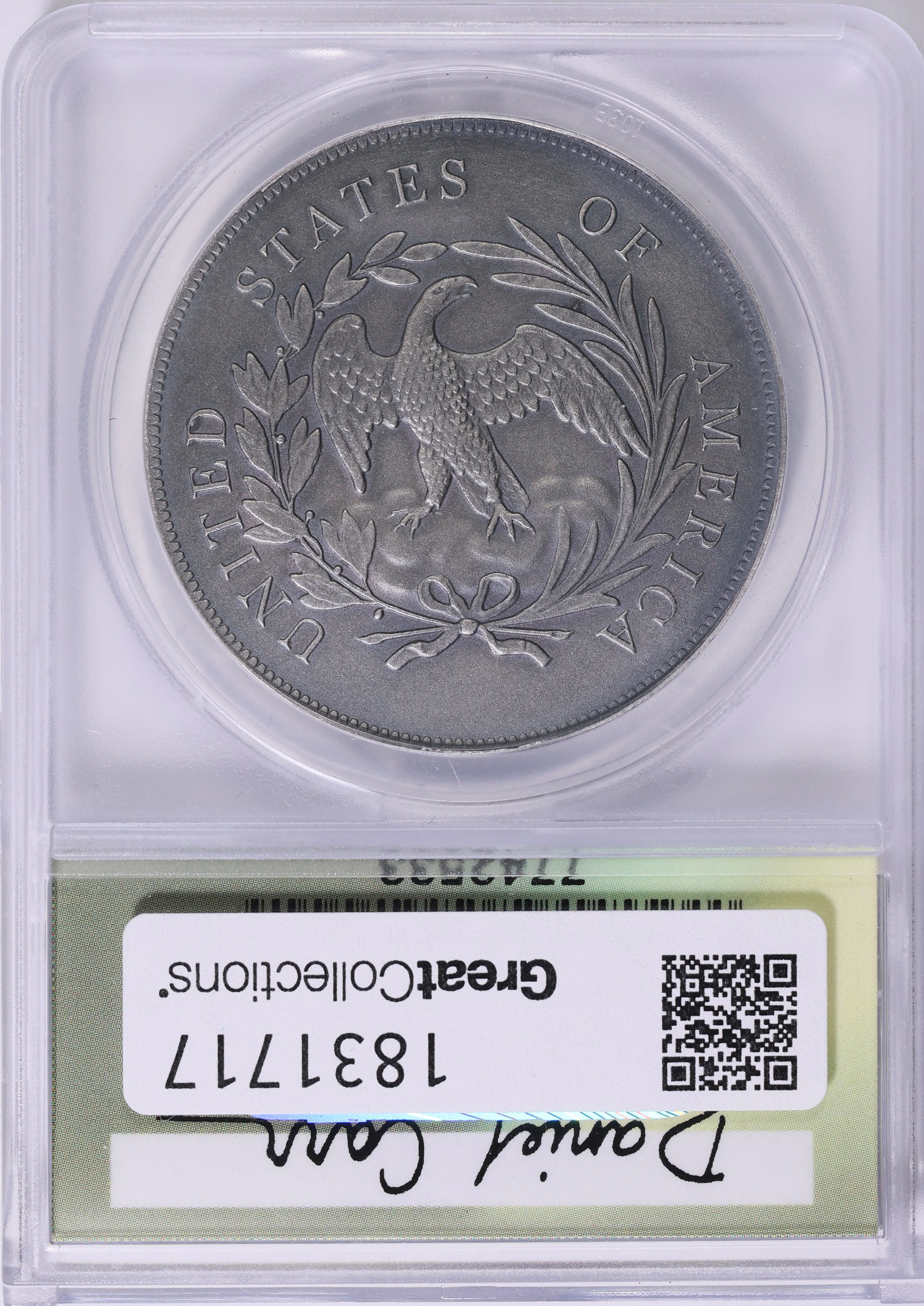 1792 Daniel Carr Token Flowing Hair Dollar Overstruck on Silver Eagle ...