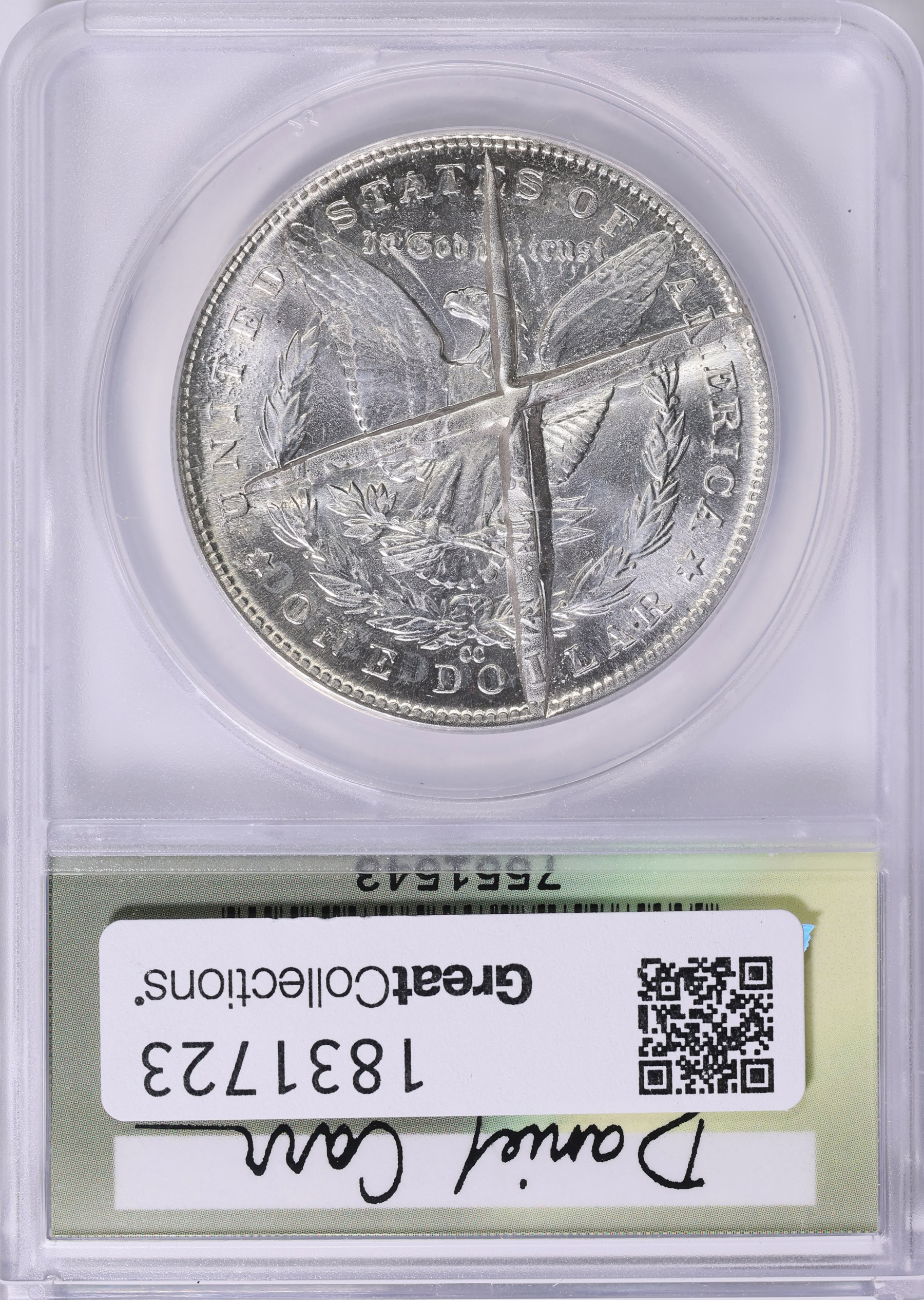 1884-CC Daniel Carr Token Morgan Dollar Overstruck on 1878-1921 Morgan ...