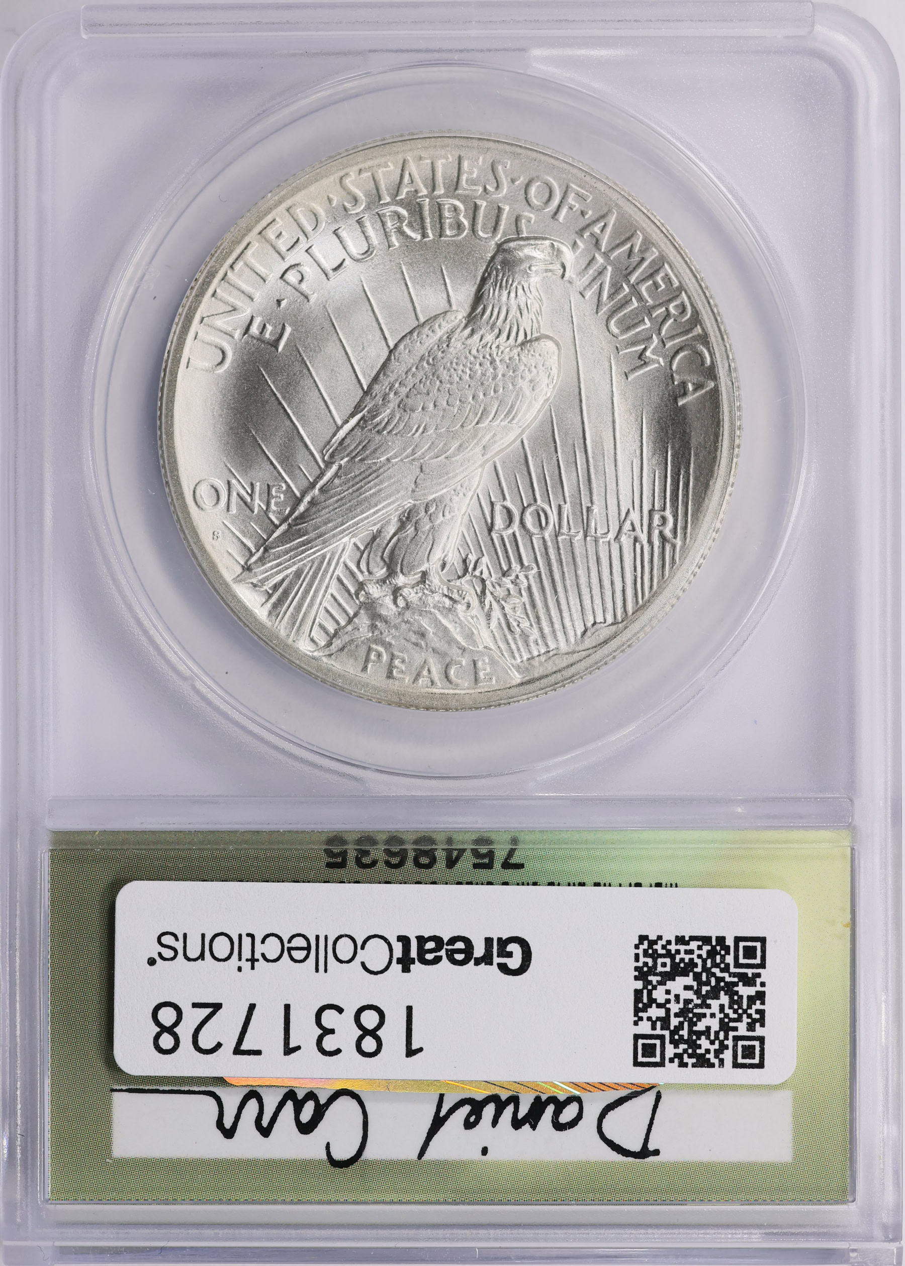 2022-S Daniel Carr Token High Relief Peace Dollar Overstruck on 1922 ...