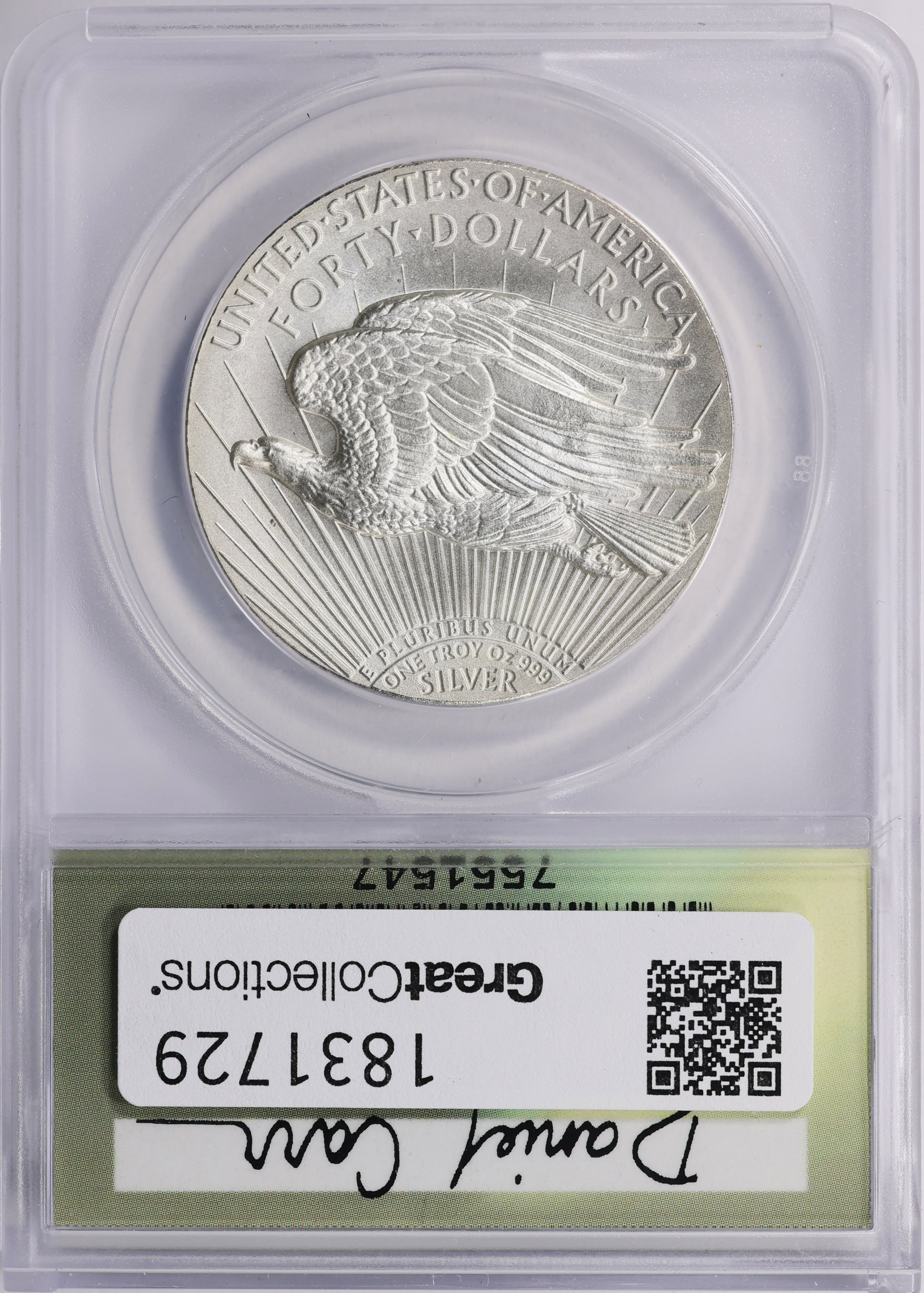 2022-D Daniel Carr Token Ultra High Relief $40 St. Gaudens Design ANACS ...