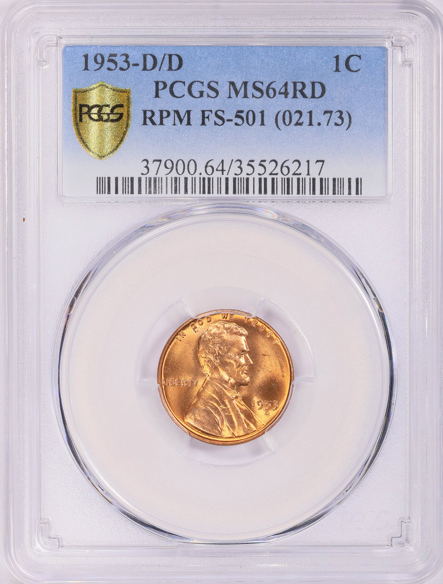 1953-D/D Lincoln Cent Repunched Mintmark FS-501 (021.73) PCGS MS-64 RD ...