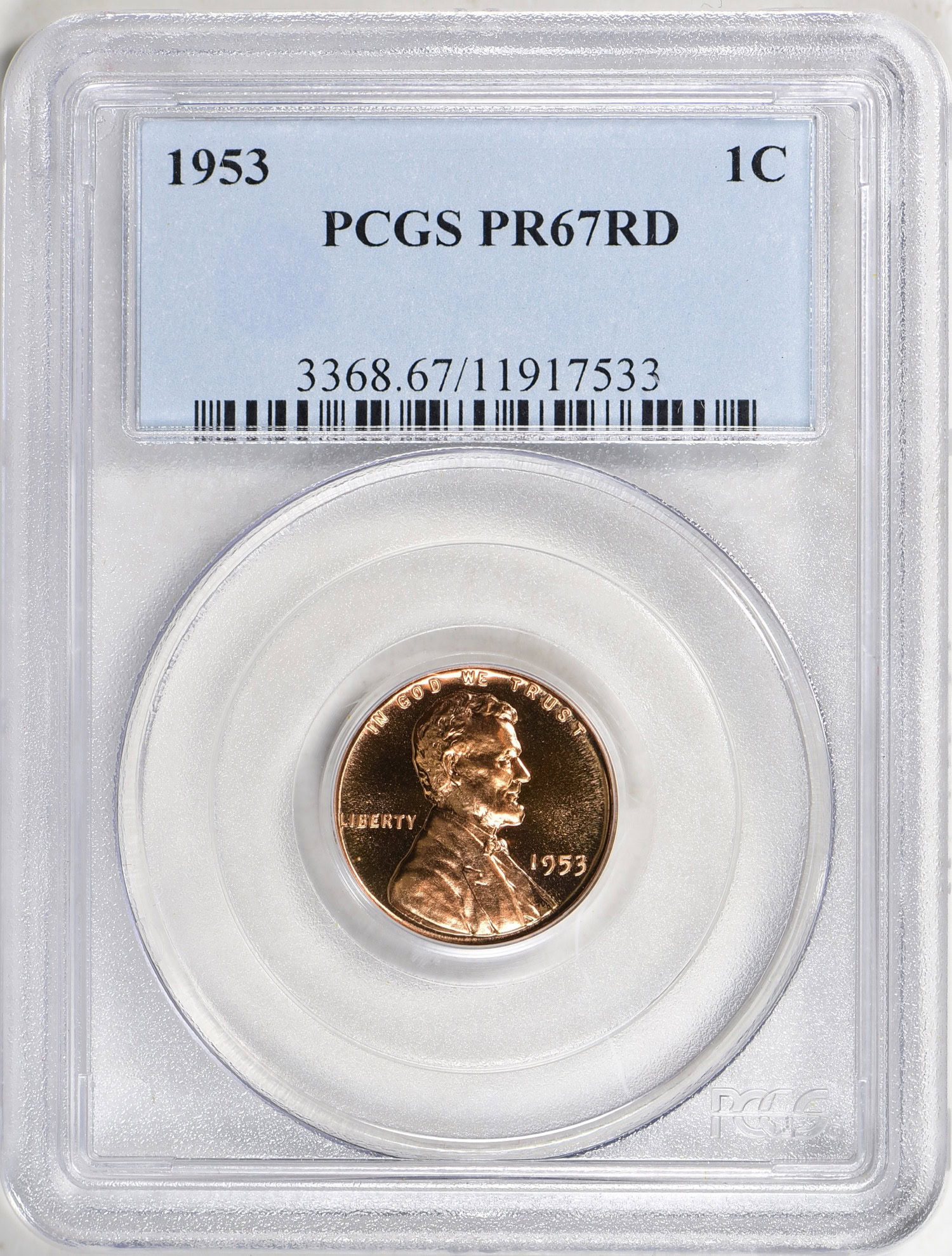 1953 Lincoln Cent PCGS Proof-67 RD (Item 1831798) | GreatCollections ...