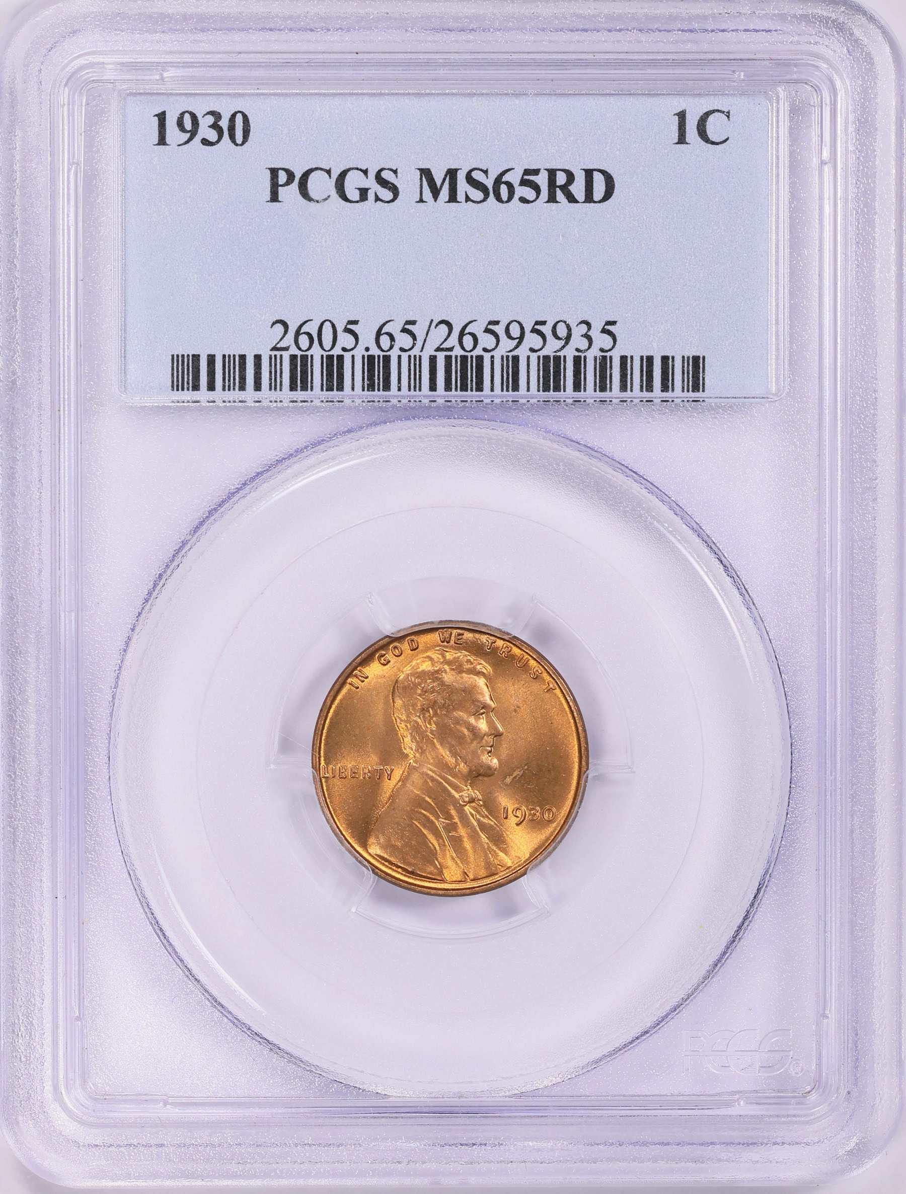 1930 Lincoln Cent PCGS MS-65 RD (Item 1831804) | GreatCollections Coin Auctions