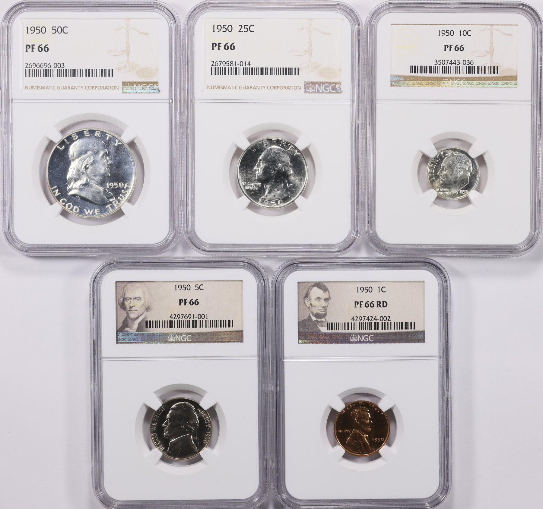 1950 1c-50c Proof Set NGC Proof-66 (5 Coins) (Item 1831812 ...
