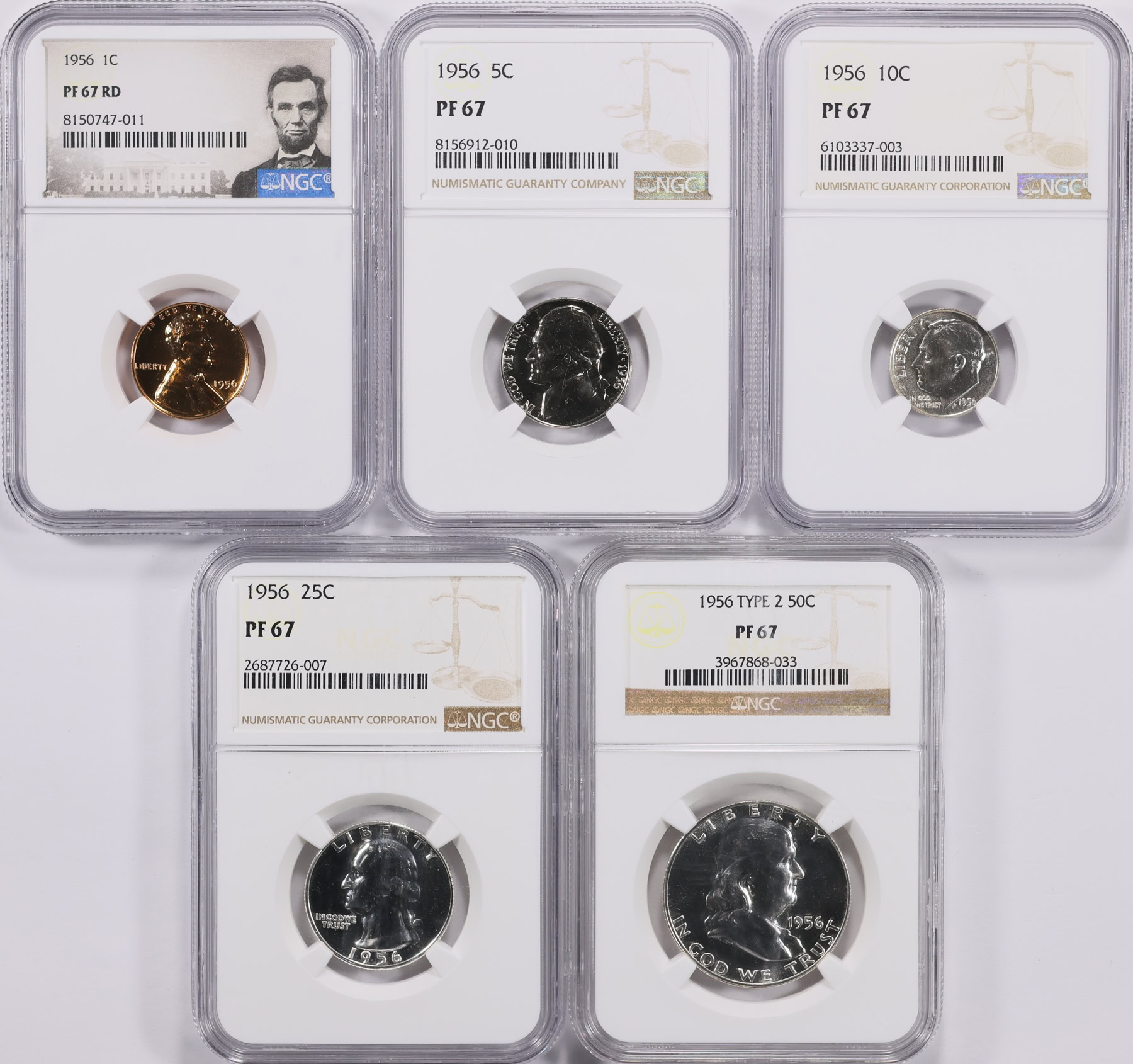 1956 1c-50c Proof Set NGC Proof-67 (5 Coins) (Item 1831822 ...