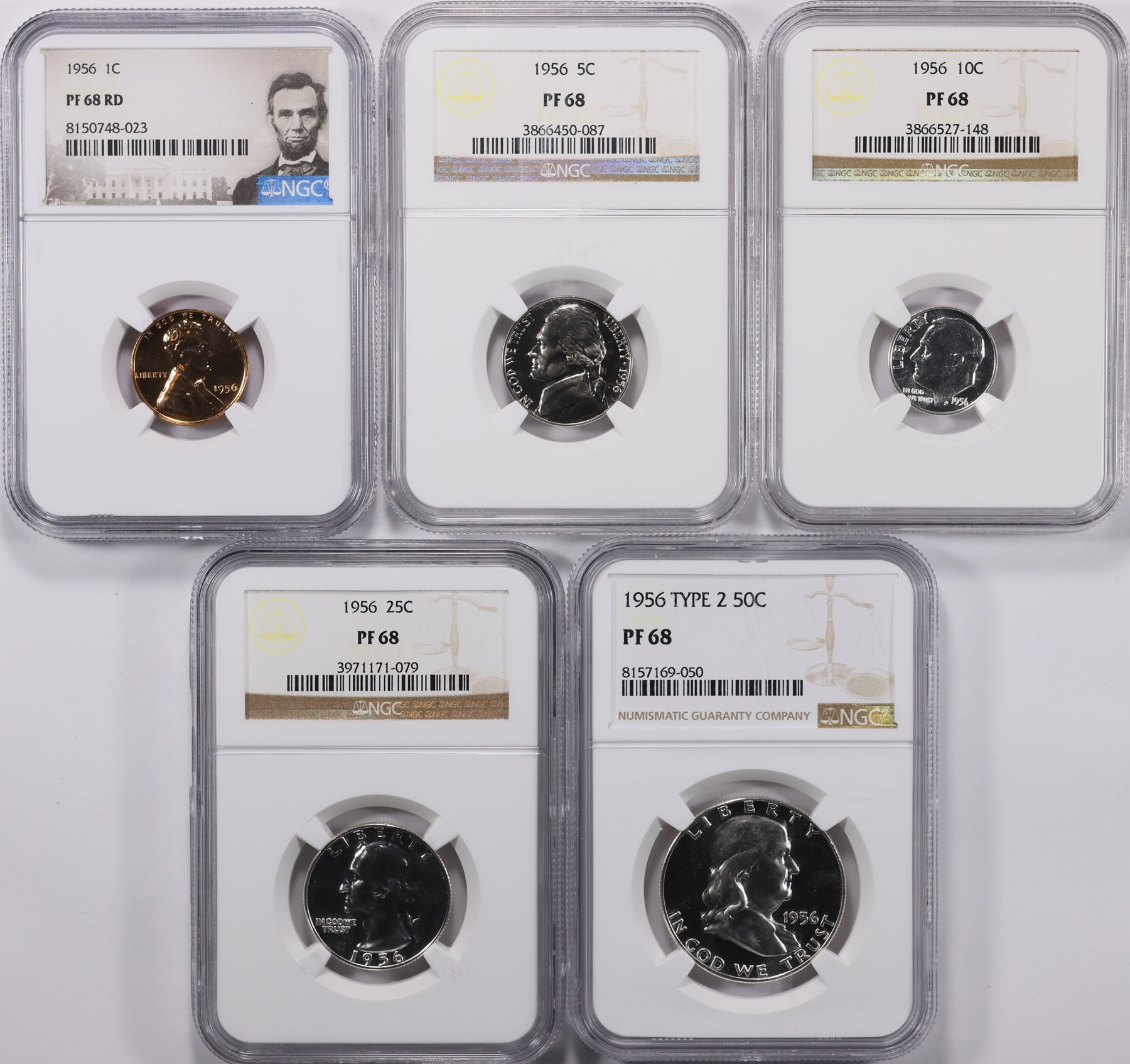 1956 1c-50c Proof Set NGC Proof-68 (5 Coins) (Item 1831833 ...