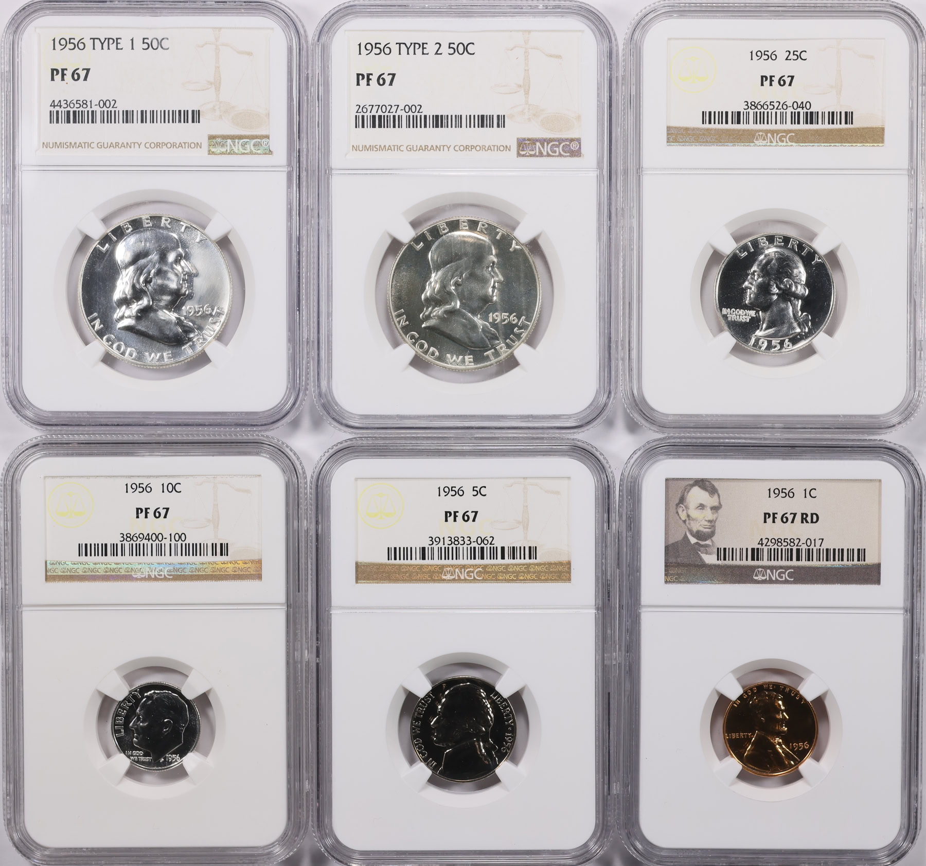1956 1c-50c Proof Set NGC Proof-67 (6 Coins) (Item 1831834 ...