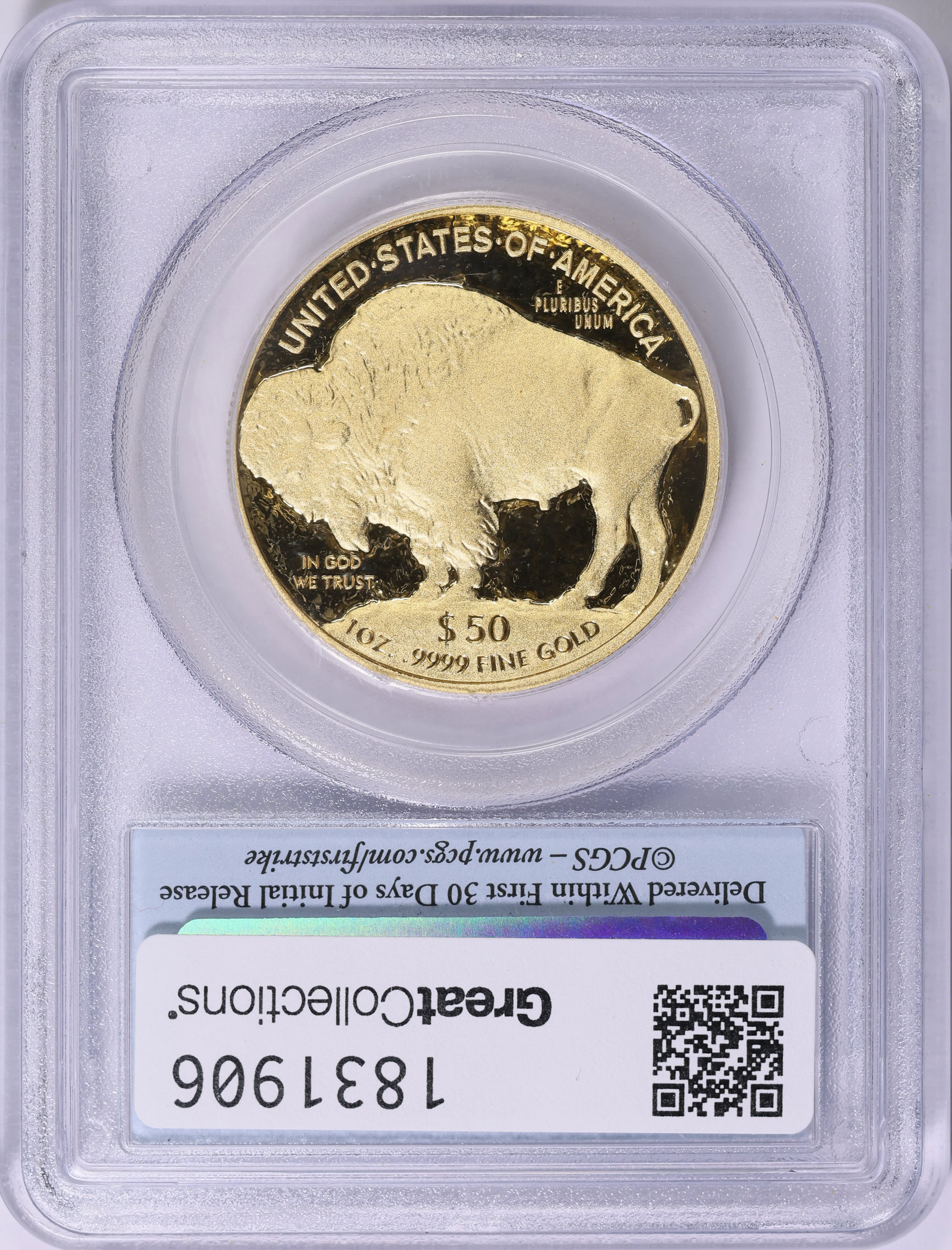 2008-W $50 One-Ounce Gold American Buffalo First Strike PCGS Proof-70 DCAM (Item 1831906 ...