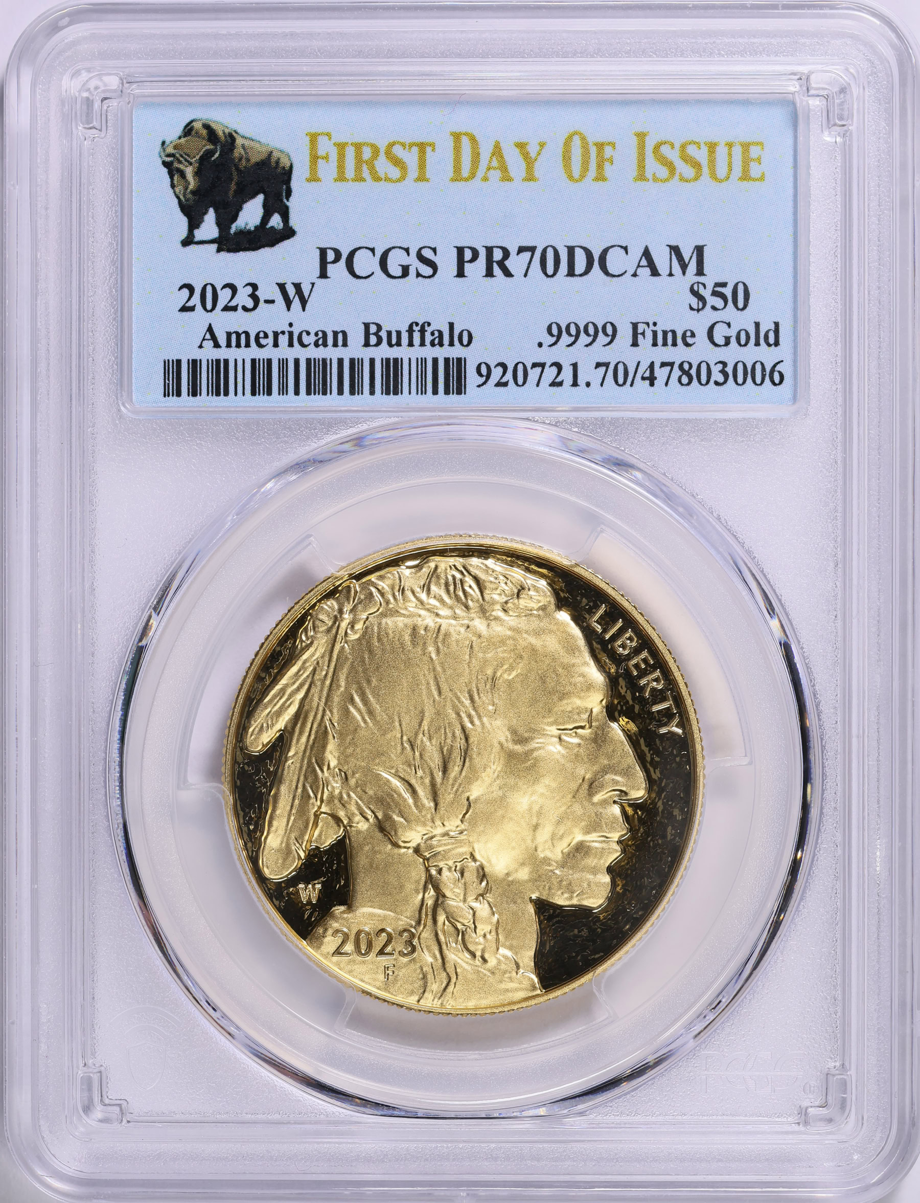 2023-W $50 One-Ounce Gold American Buffalo First Day of Issue PCGS Proof-70 DCAM | PCGS Cert ...