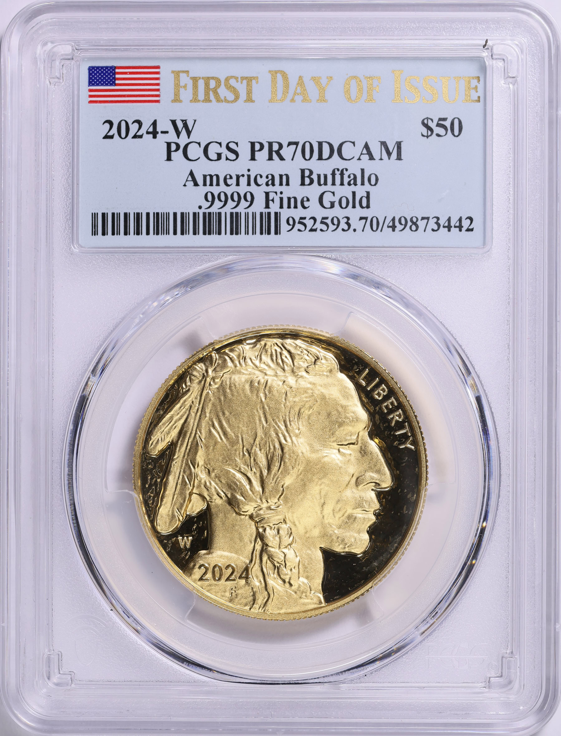 2024-W $50 One-Ounce Gold American Buffalo First Day of Issue PCGS Proof-70 DCAM | PCGS Cert ...