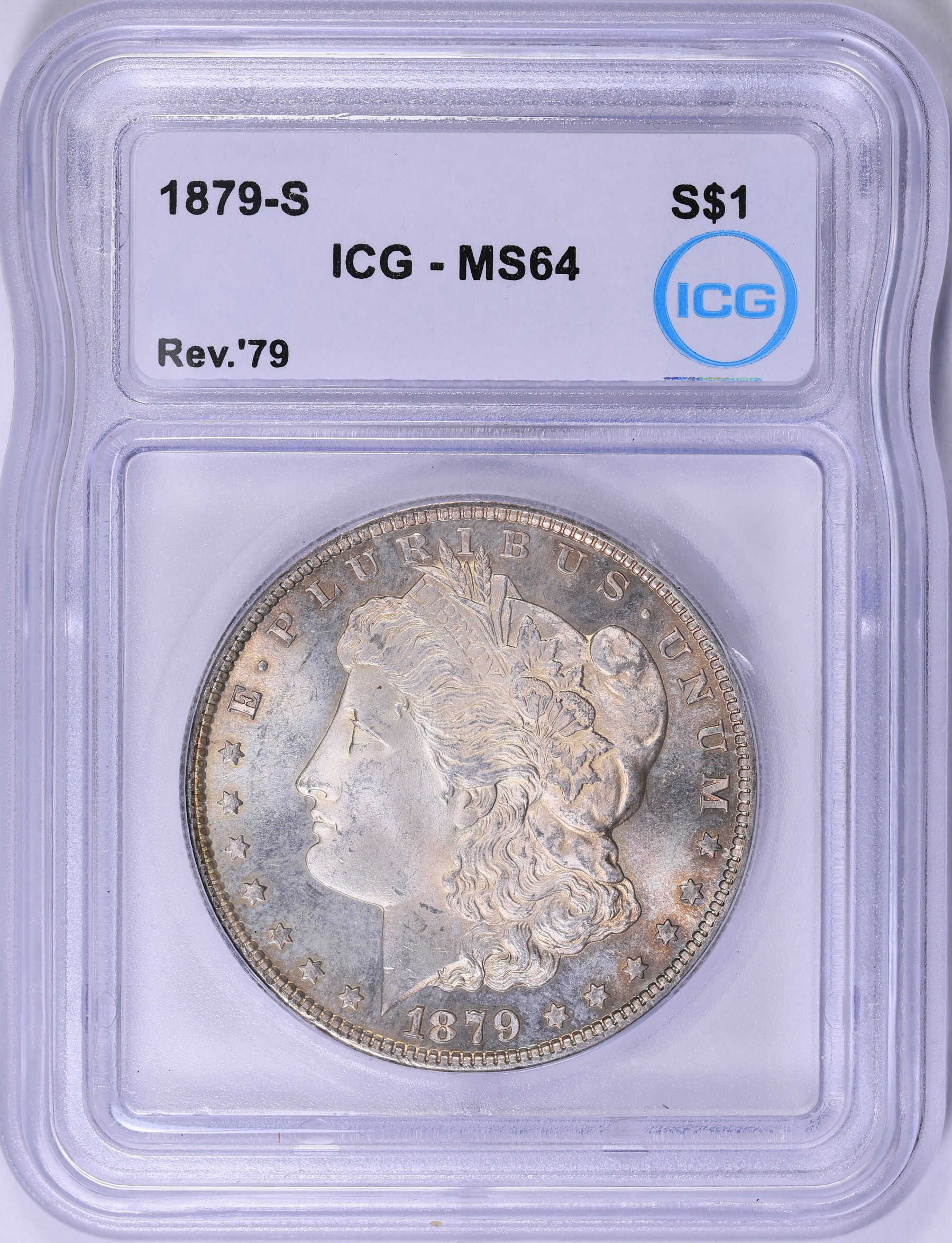 1879-S Morgan Silver Dollar ICG MS-64 (Toned) (Item 1831942) | GreatCollections Coin Auctions