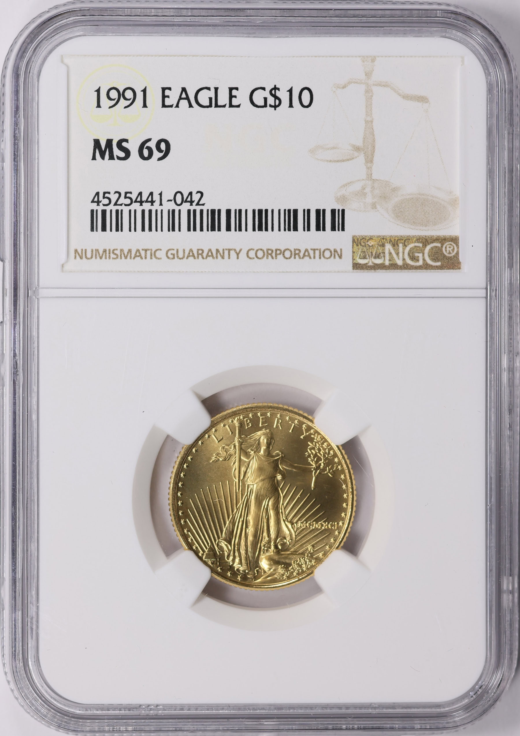 1991 $10 Quarter-Ounce Gold American Eagle NGC MS-69 (Item 1831997 ...