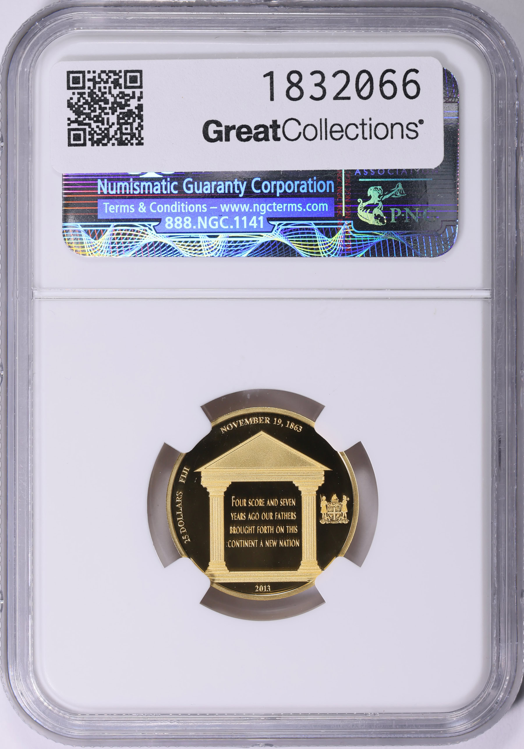 Fiji 2013 Gold $25 Lincoln's Gettysburg Address 150th Anniversary NGC ...