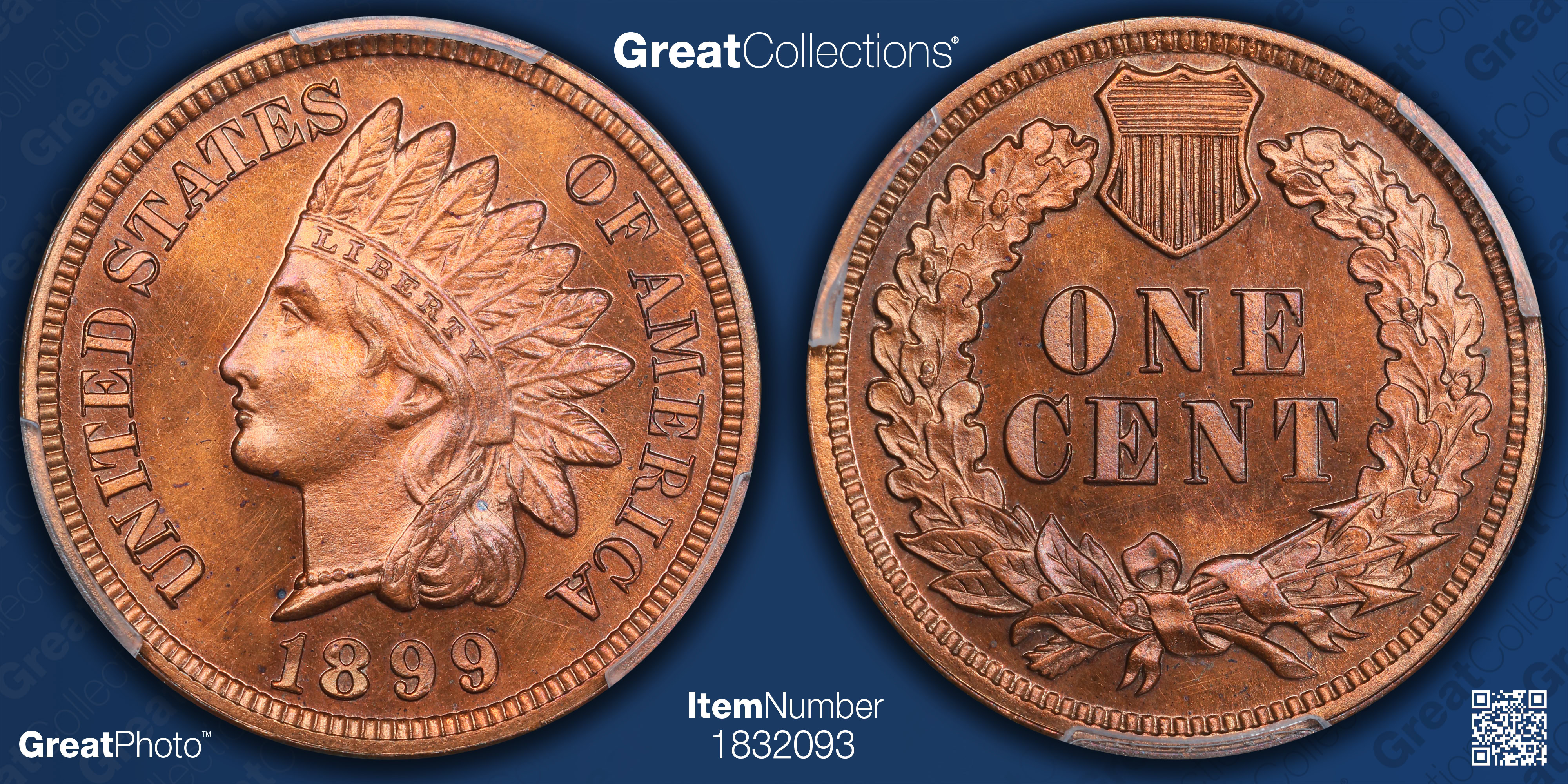 1899 Indian Cent PCGS Proof-63 RB (Item 1832093) | GreatCollections ...