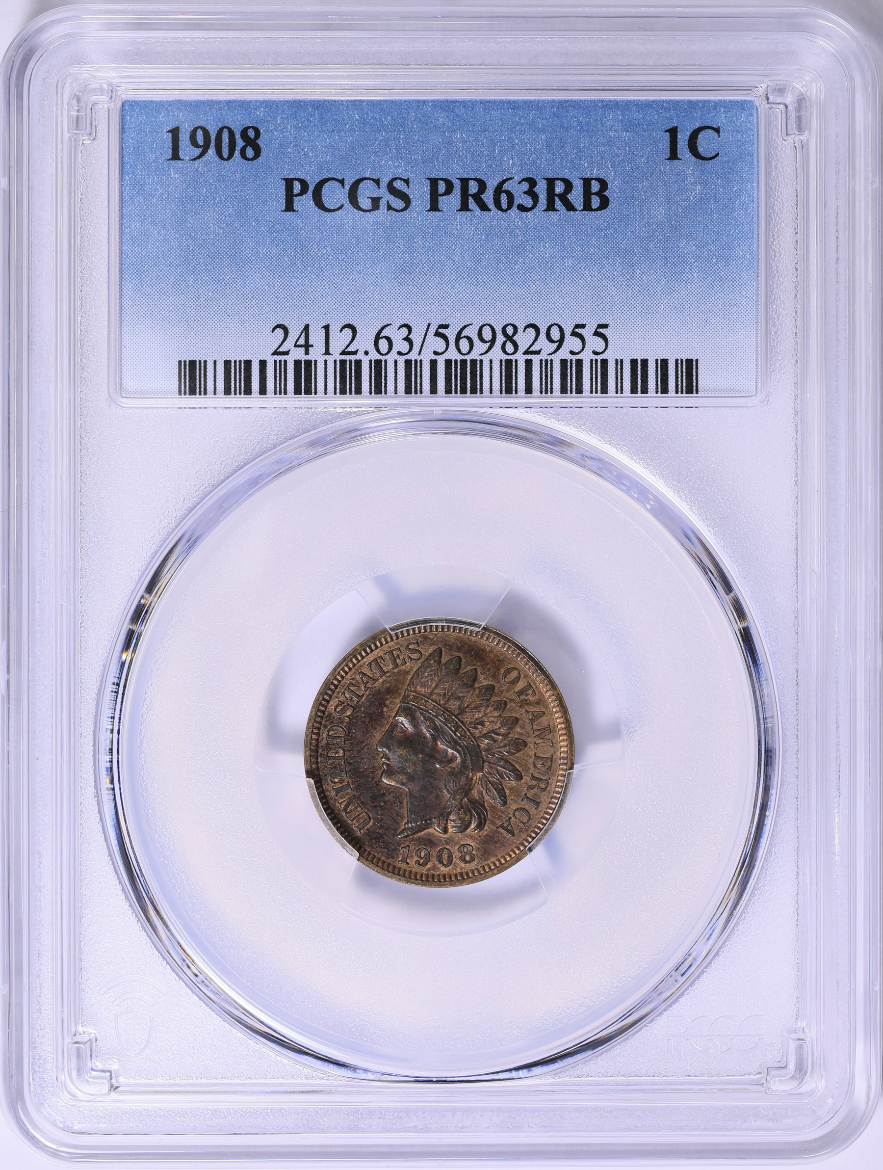 1908 Indian Cent PCGS Proof-63 RB (Item 1832096) | GreatCollections Coin Auctions