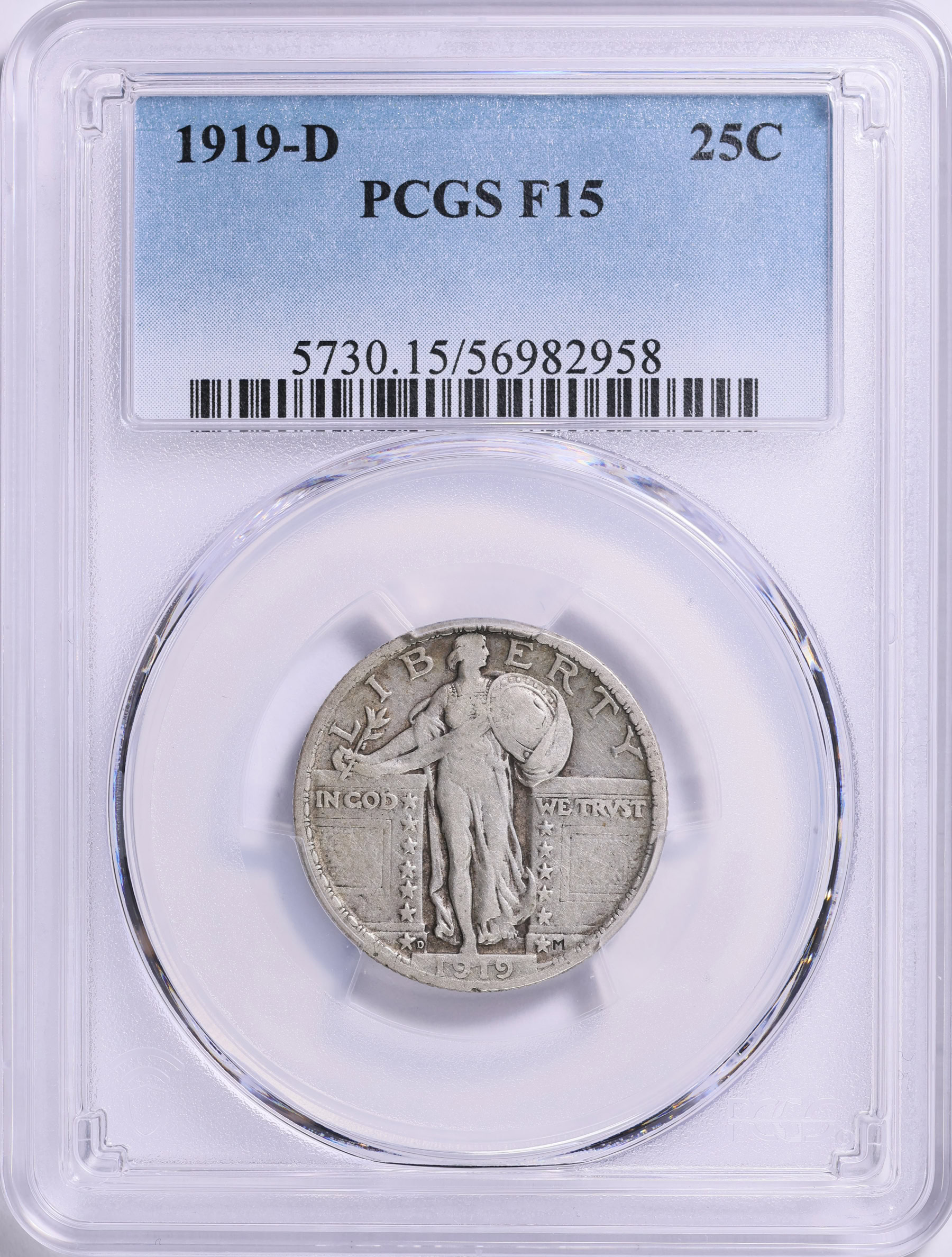 1919-D Standing Liberty Quarter PCGS F-15 (Item 1832099) | GreatCollections Coin Auctions