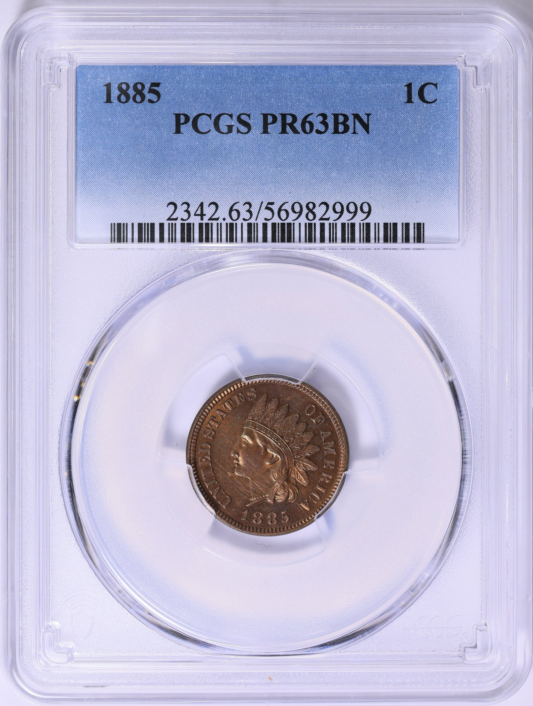 1885 Indian Cent PCGS Proof-63 BN (Item 1832107) | GreatCollections Coin Auctions