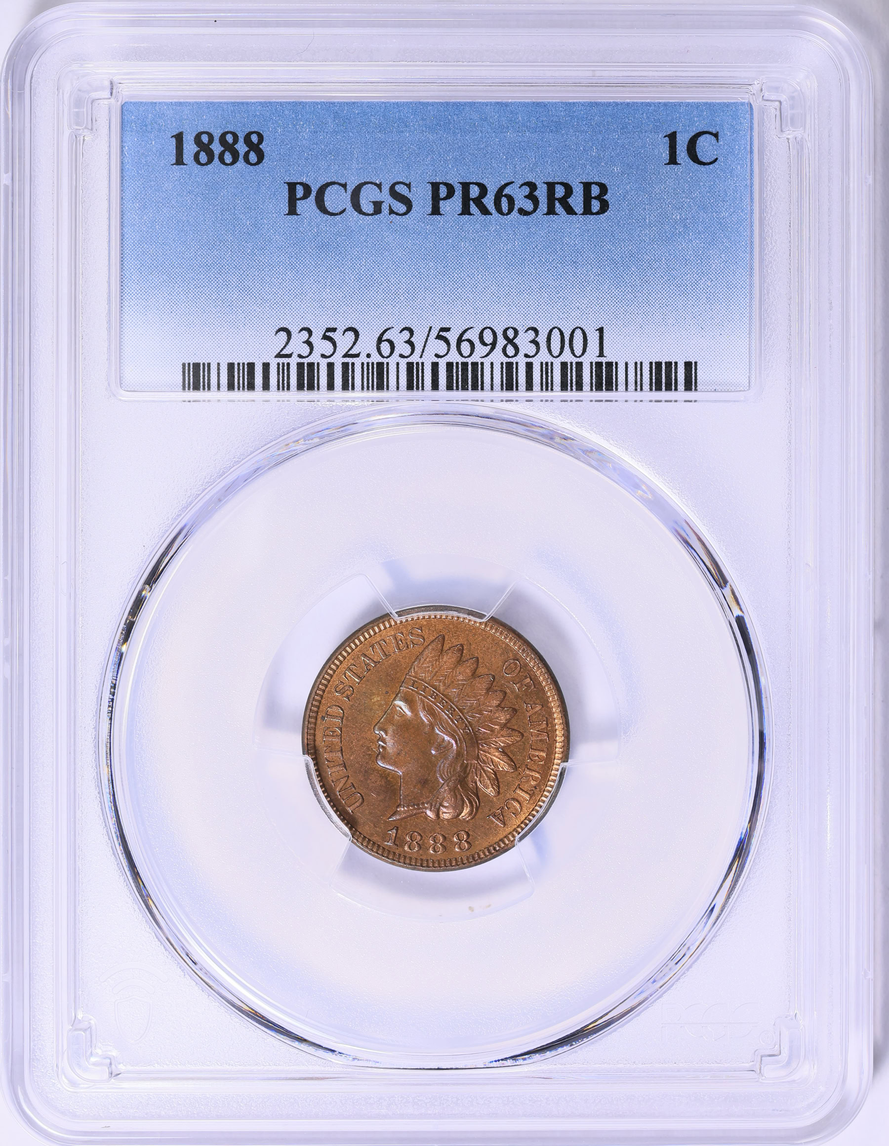 1888 Indian Cent PCGS Proof-63 RB (Toned) (Item 1832109) | GreatCollections Coin Auctions