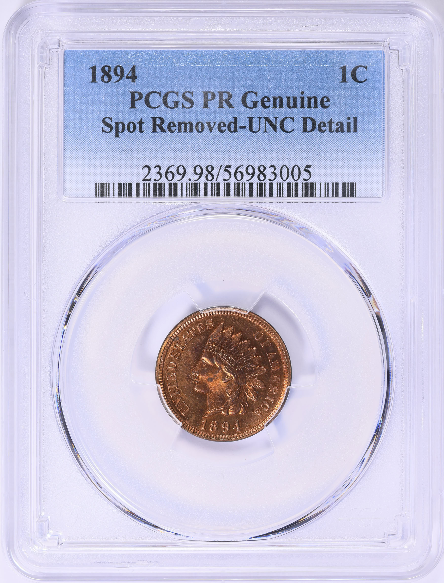 1894 Indian Cent PCGS Proof Genuine Unc Details (Item 1832113 ...